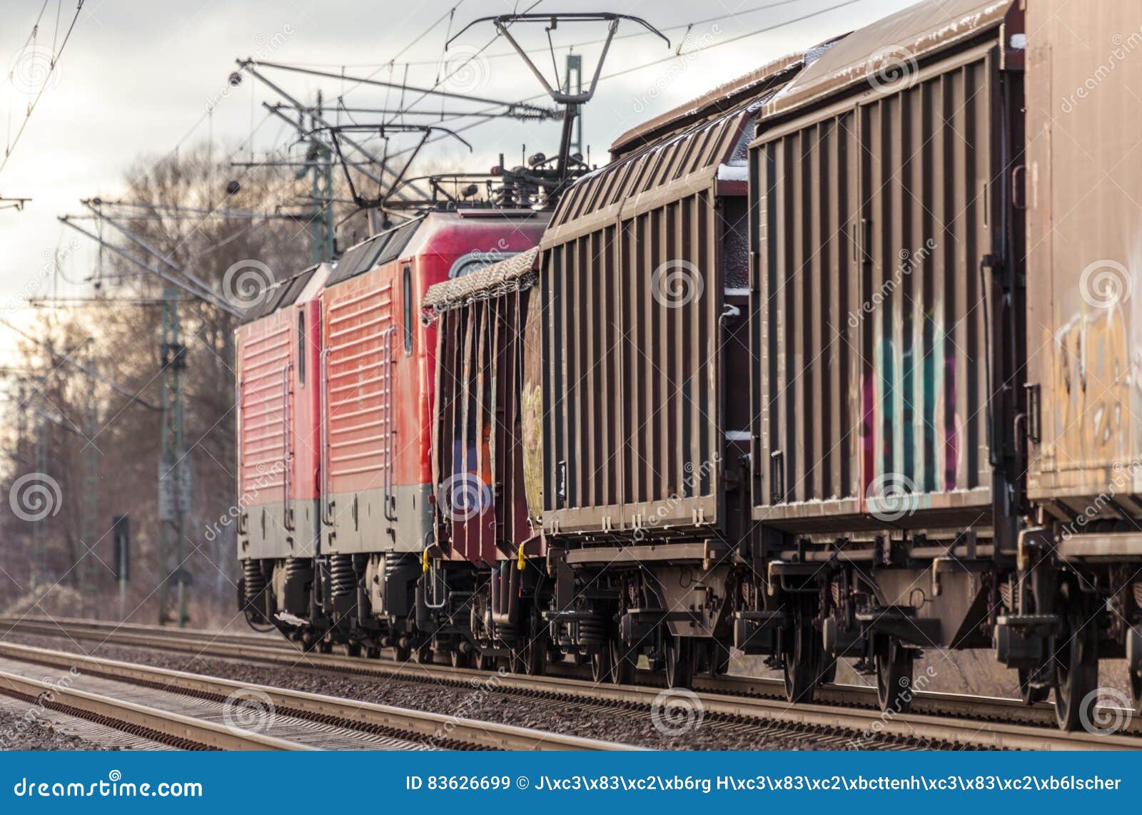 German Cargo Train Drives on Tracks Stock Image - Image of speed ...