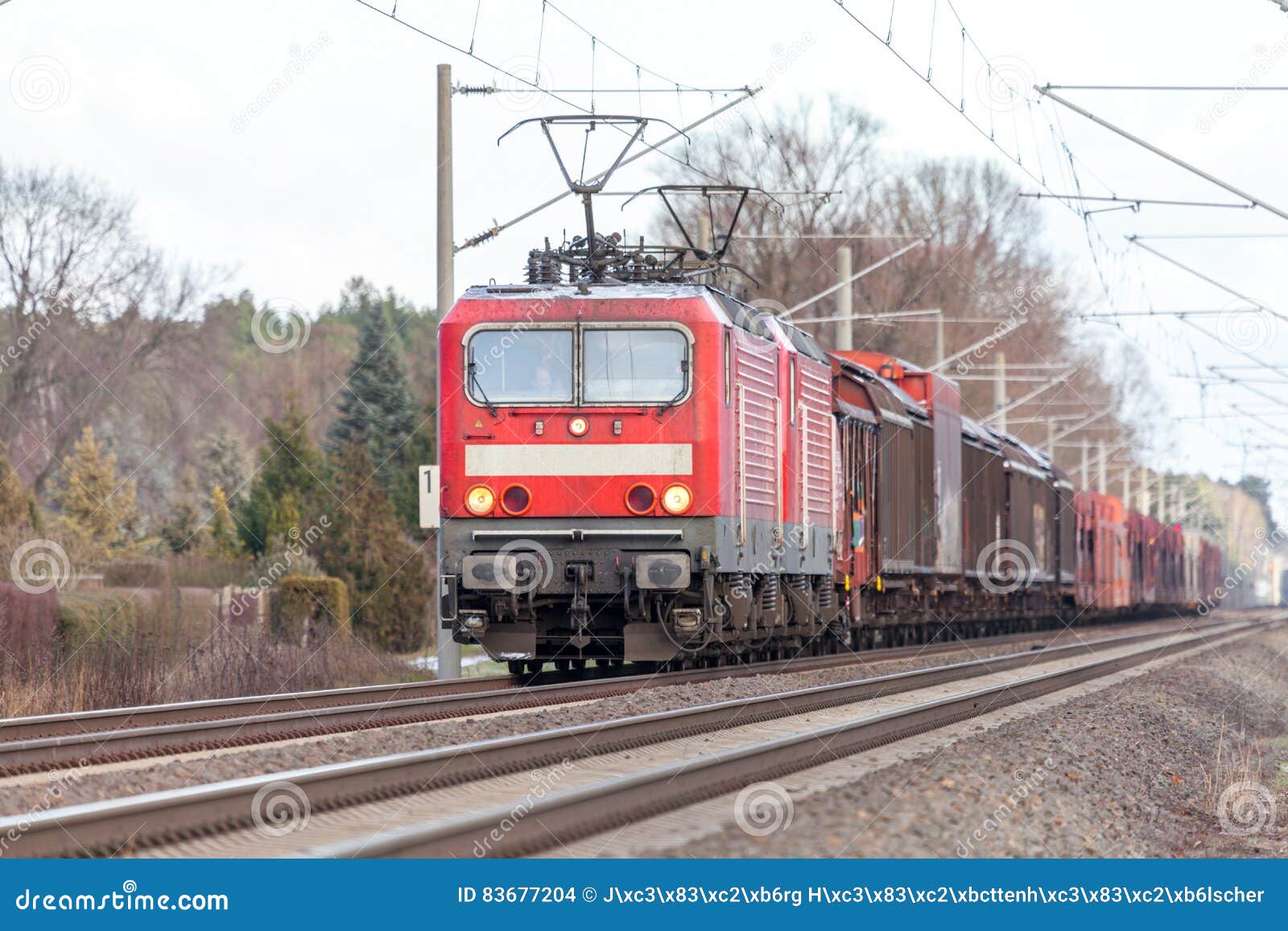 German Cargo Train Drives on Tracks Stock Photo - Image of drives ...