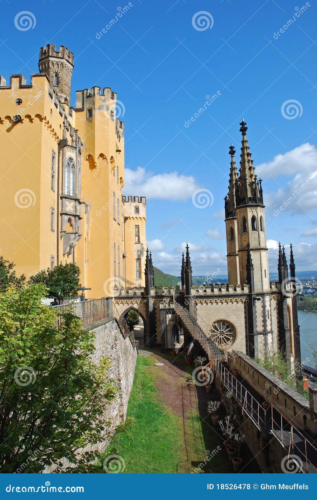 German Castle Stolzenfels with Chapel , Coblence, Rhineland-Palatinate ...