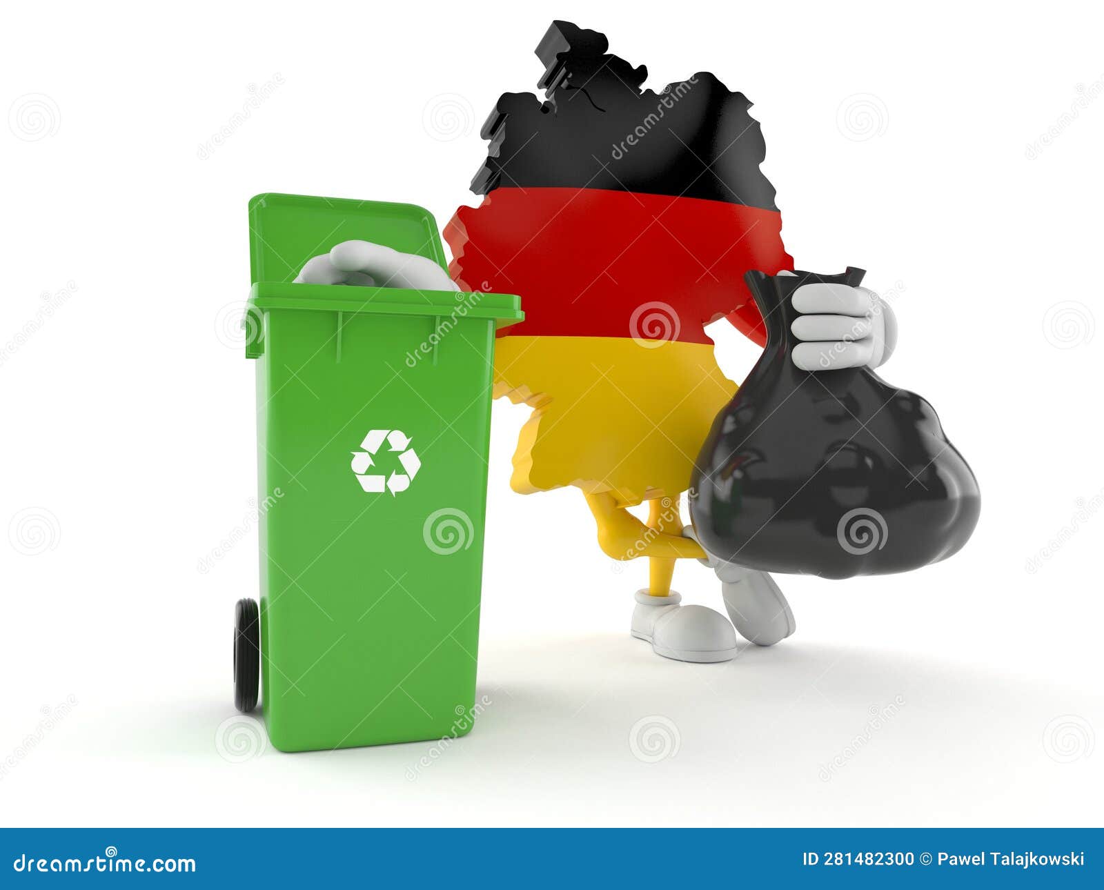 German Character with Dustbin Stock Illustration - Illustration of ...