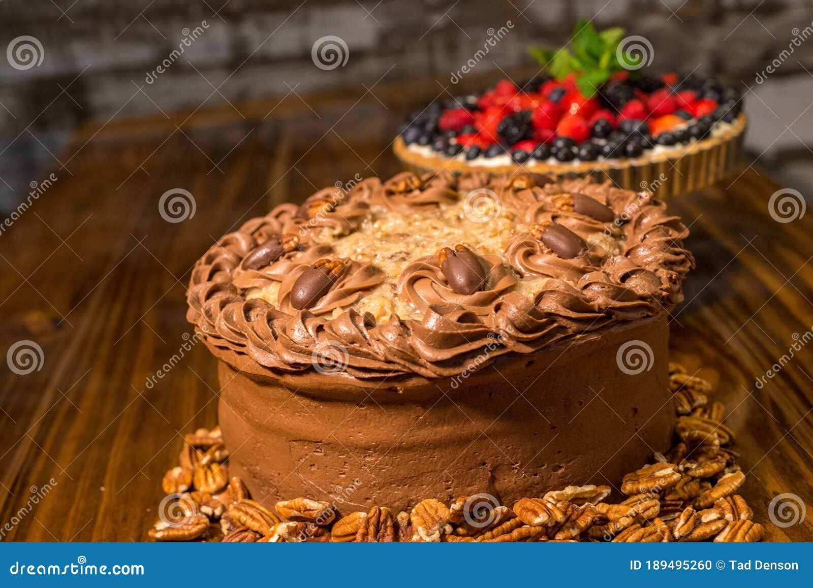 German Chocolate Cake & Berry Tart Stock Photo - Image of fine, berry ...