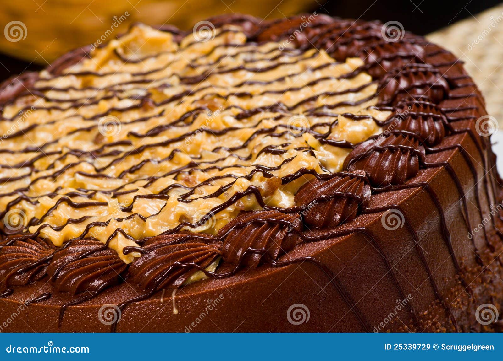 German Chocolate Fudge Cake Stock Image - Image of coconut, moist: 25339729