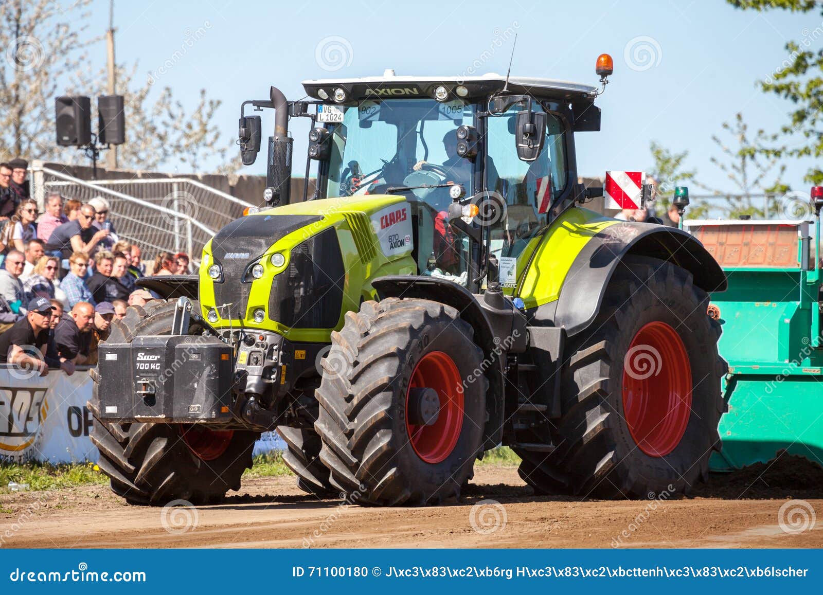 German Claas Axion Tractor Drives on Track by a Traktor Pulling Event ...