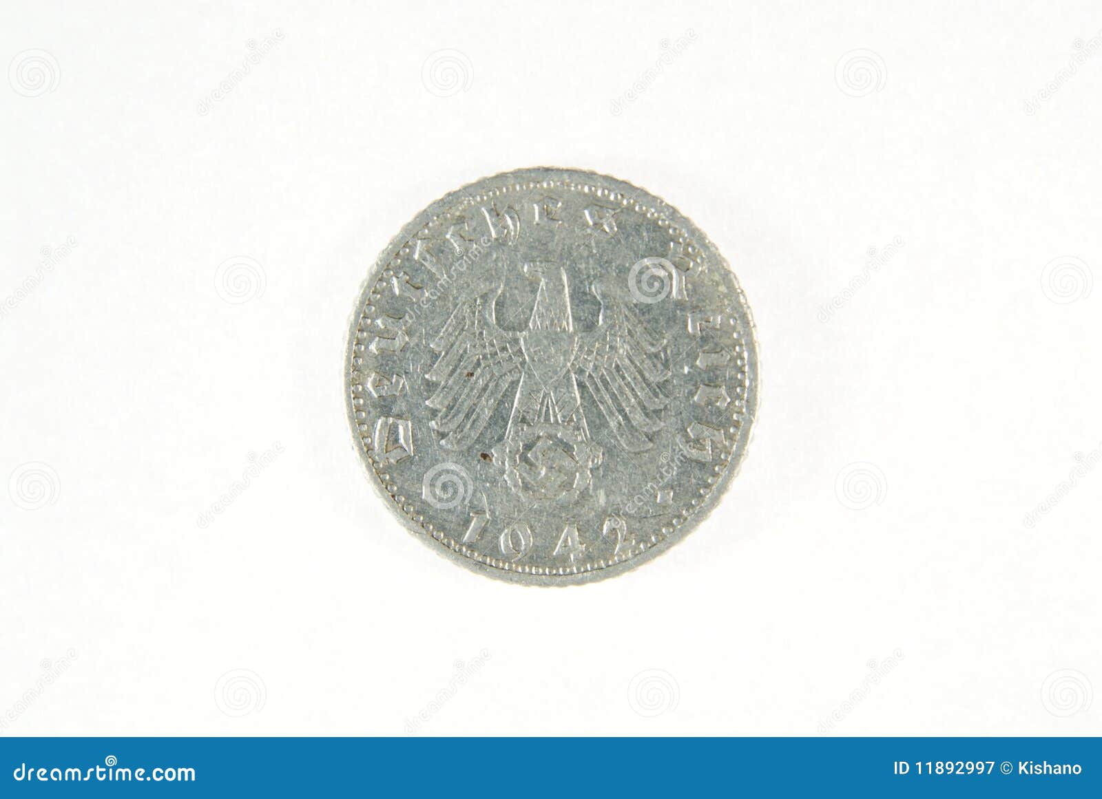 German coin from 1942 stock image. Image of coin, white - 11892997