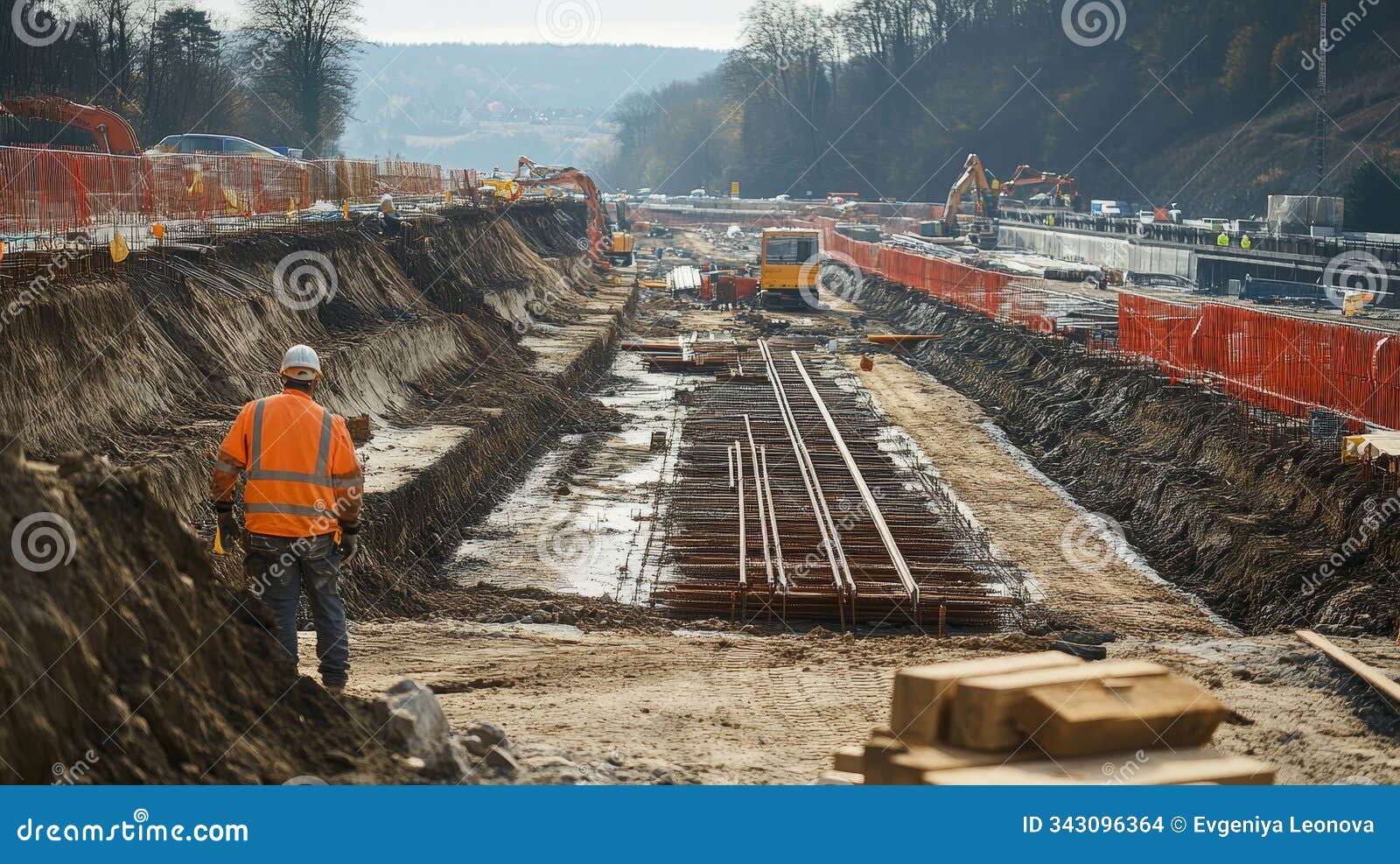 German Construction Worker Engaged in Railway Infrastructure ...