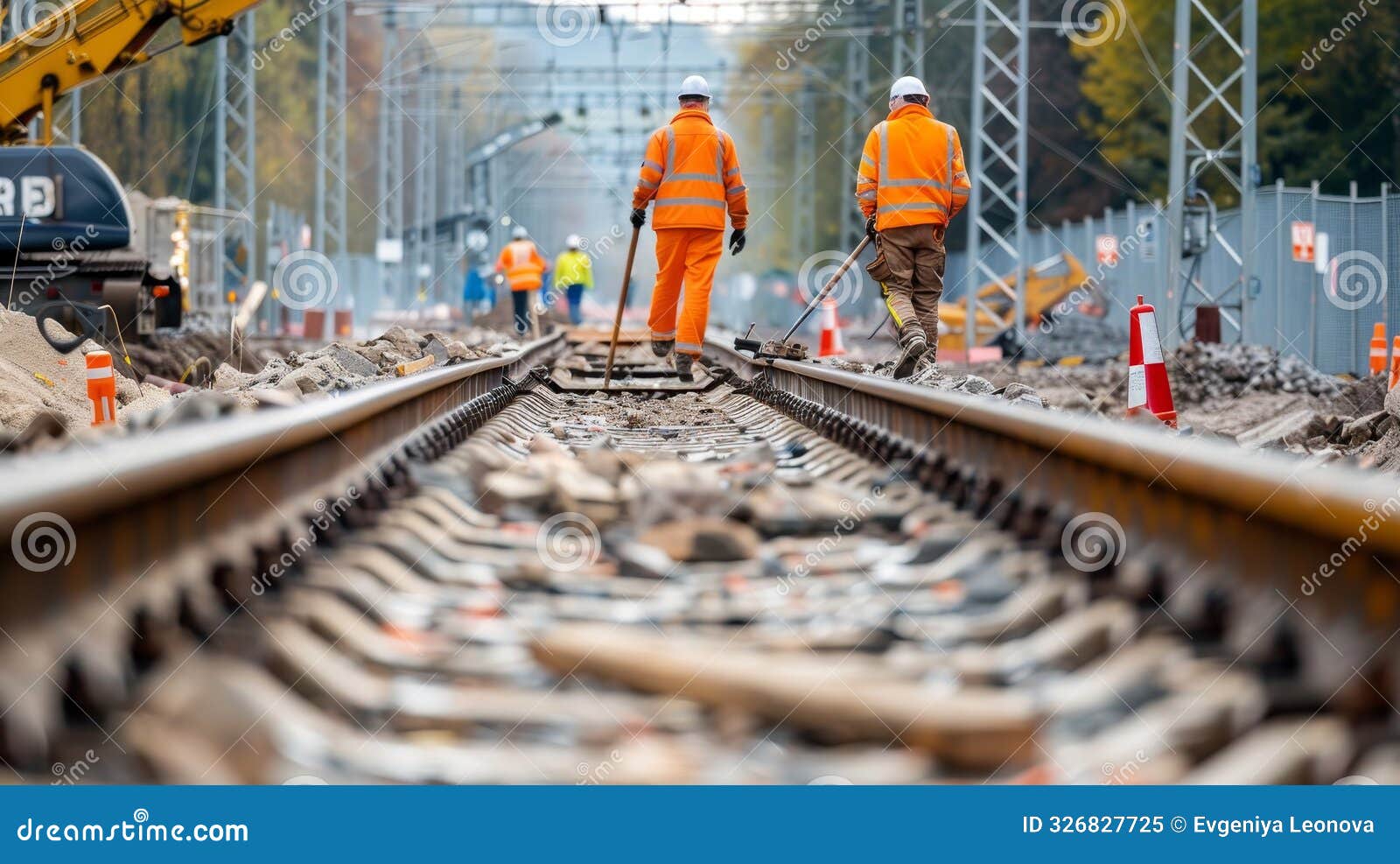 German Construction Worker Laboring on Railway Construction Site for ...