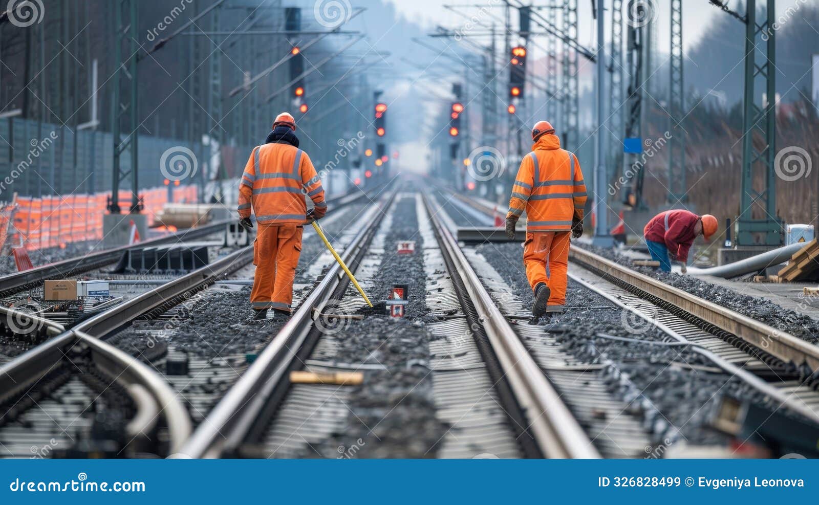 German Construction Worker Operating at Railway Construction Site for ...