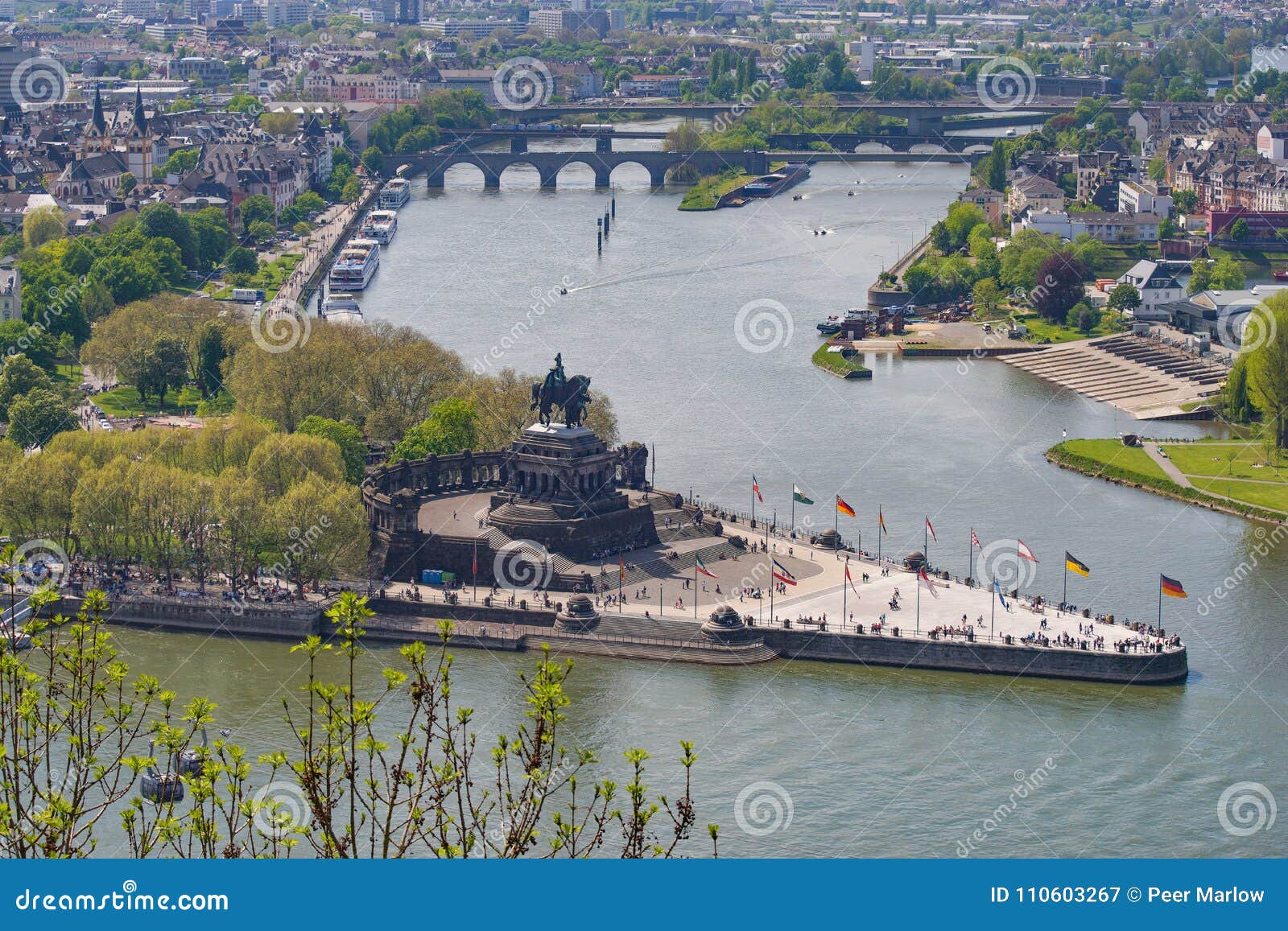 German Corner Deutsches Eck in Koblenz. the Confluence of the Moselle ...