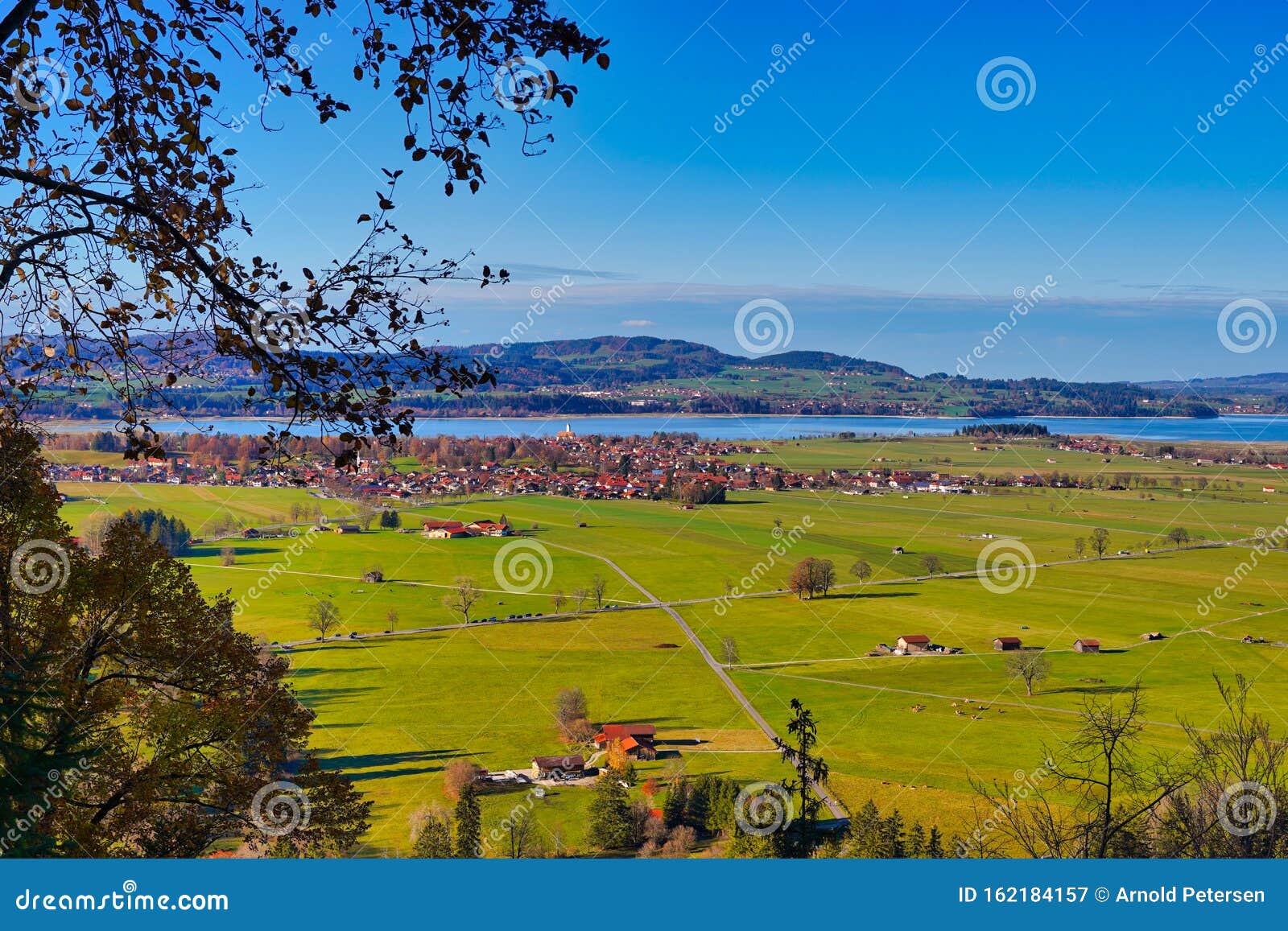 German Countryside with River and Mountains Stock Image - Image of ...