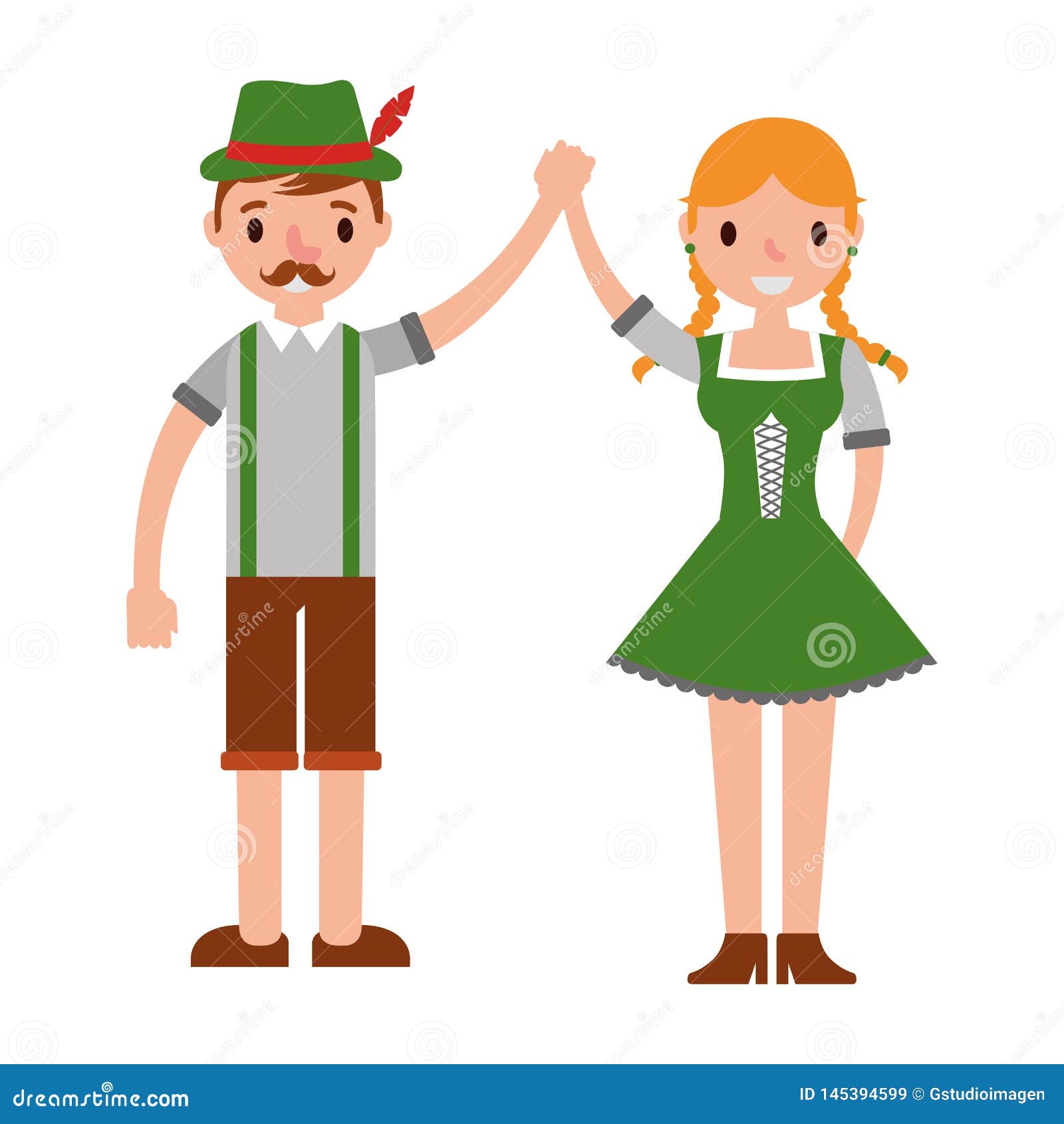 German Couple with Typical Costume Stock Vector - Illustration of ...