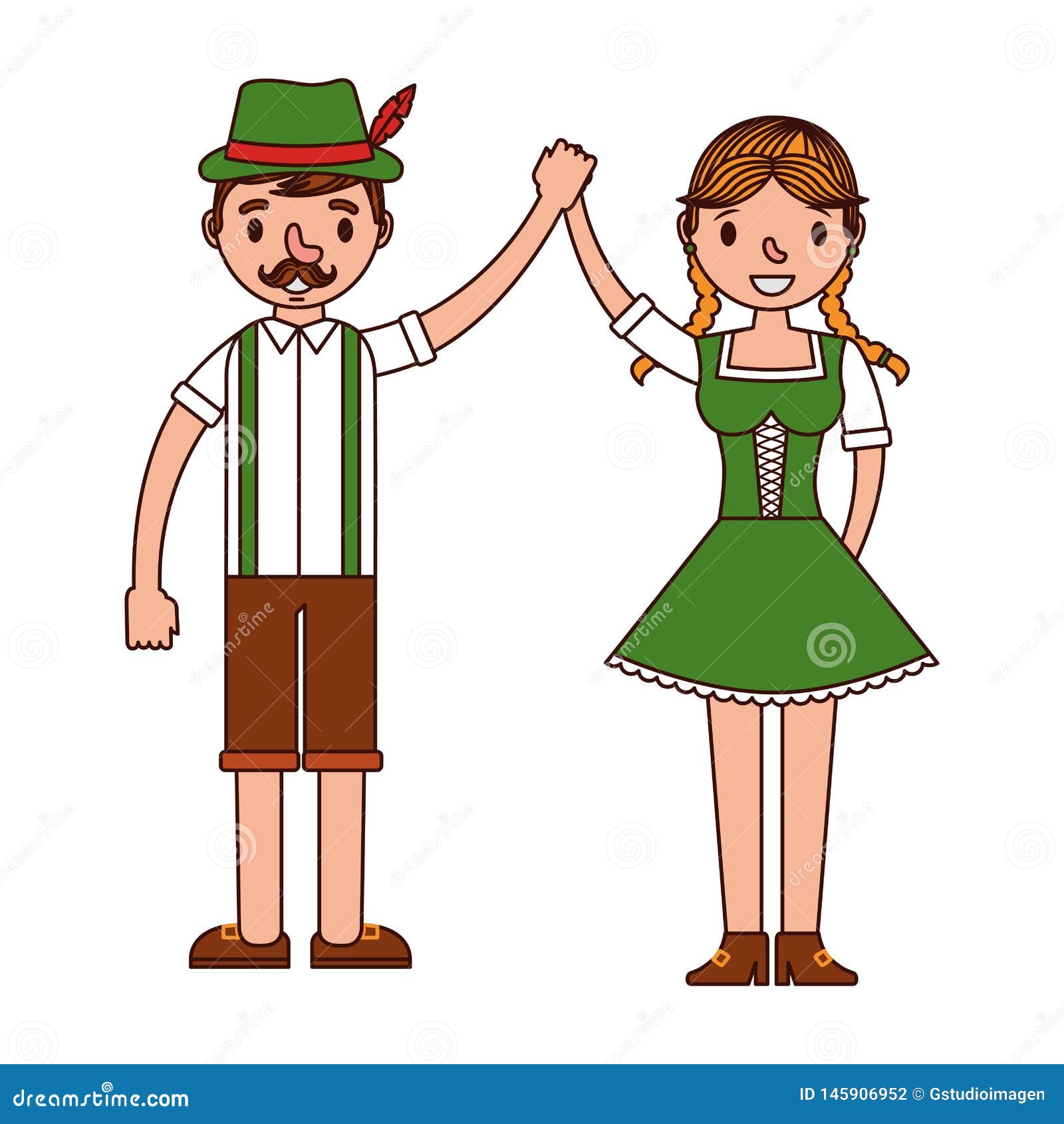 German Couple With Typical Costume Stock Illustration Illustration Of Funny Europe 145906952