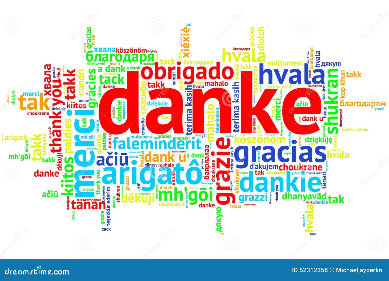 German Danke, Open Word Cloud, Thanks, Grunge Background Stock Photo ...