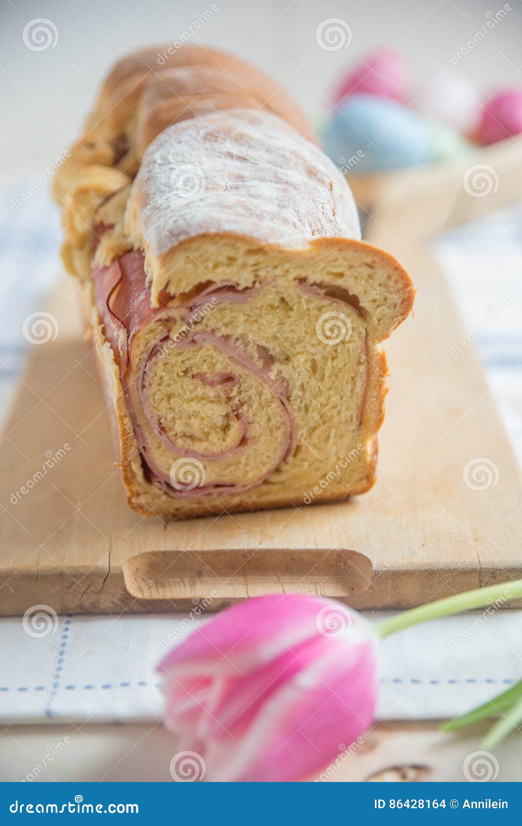 German Easter Bread Stuffed with Ham Stock Photo - Image of italian ...