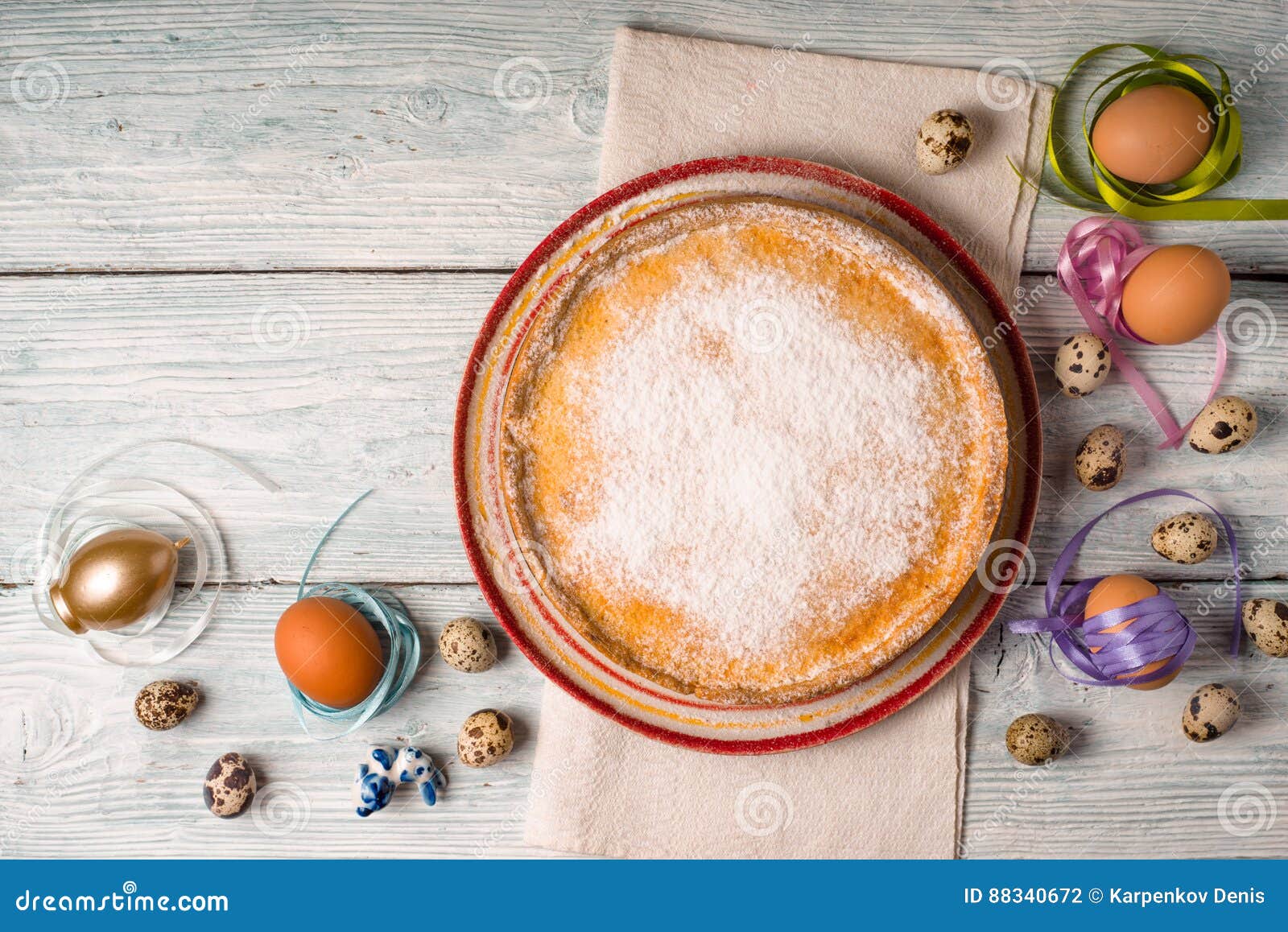 German Easter Cake on a Ceramic Dish and Eggs Stock Photo - Image of ...