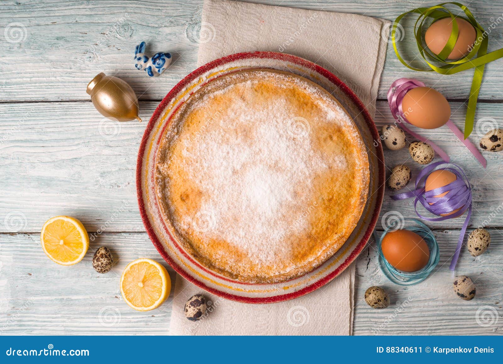 German Easter Cake and Eggs on a Napkin Stock Image - Image of chic ...