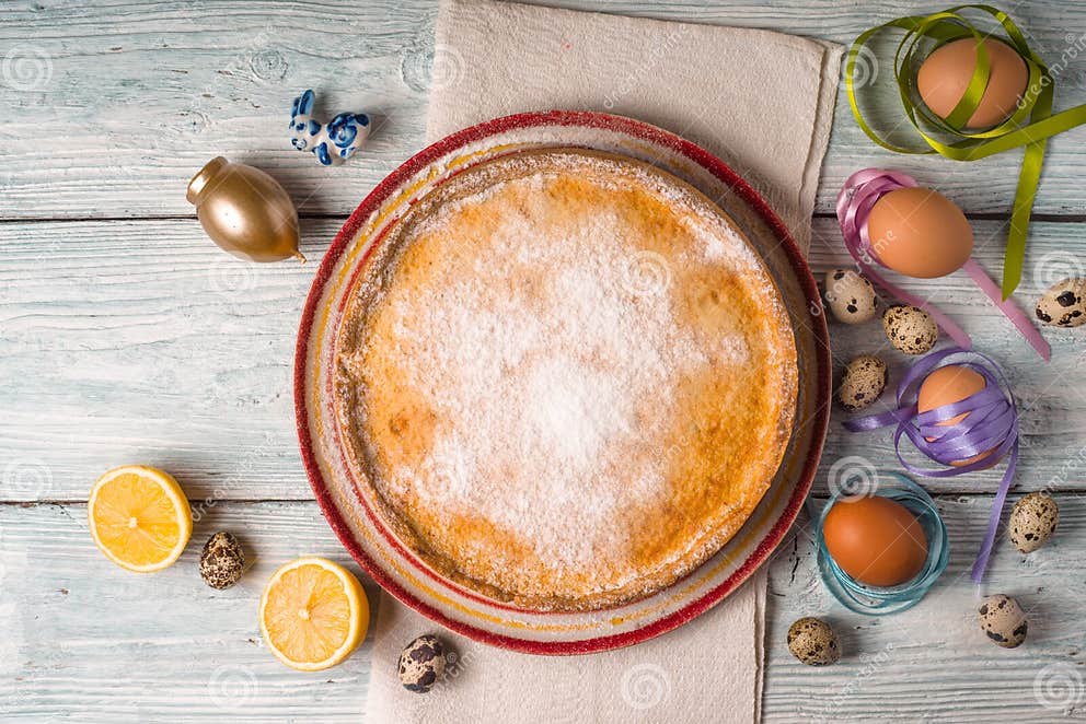 German Easter Cake and Eggs on a Napkin Stock Image - Image of chic ...