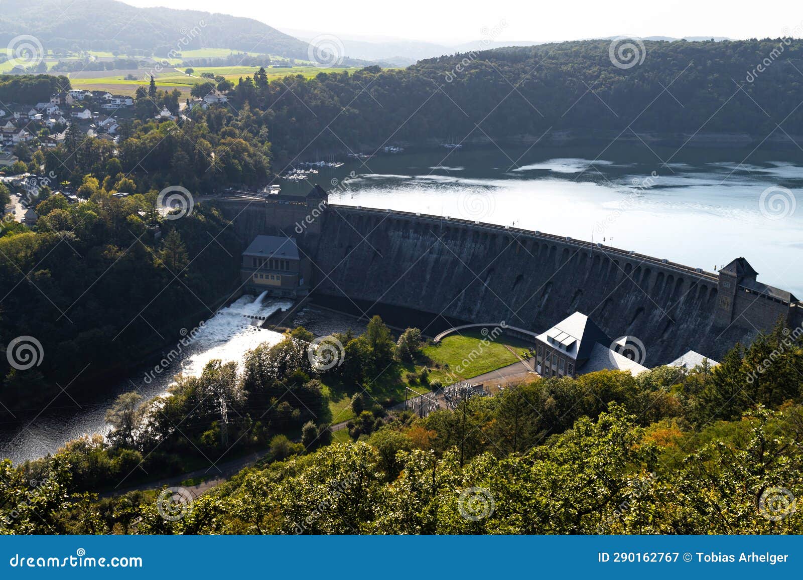 German Edersee Lake Dam from Above Stock Image - Image of water ...