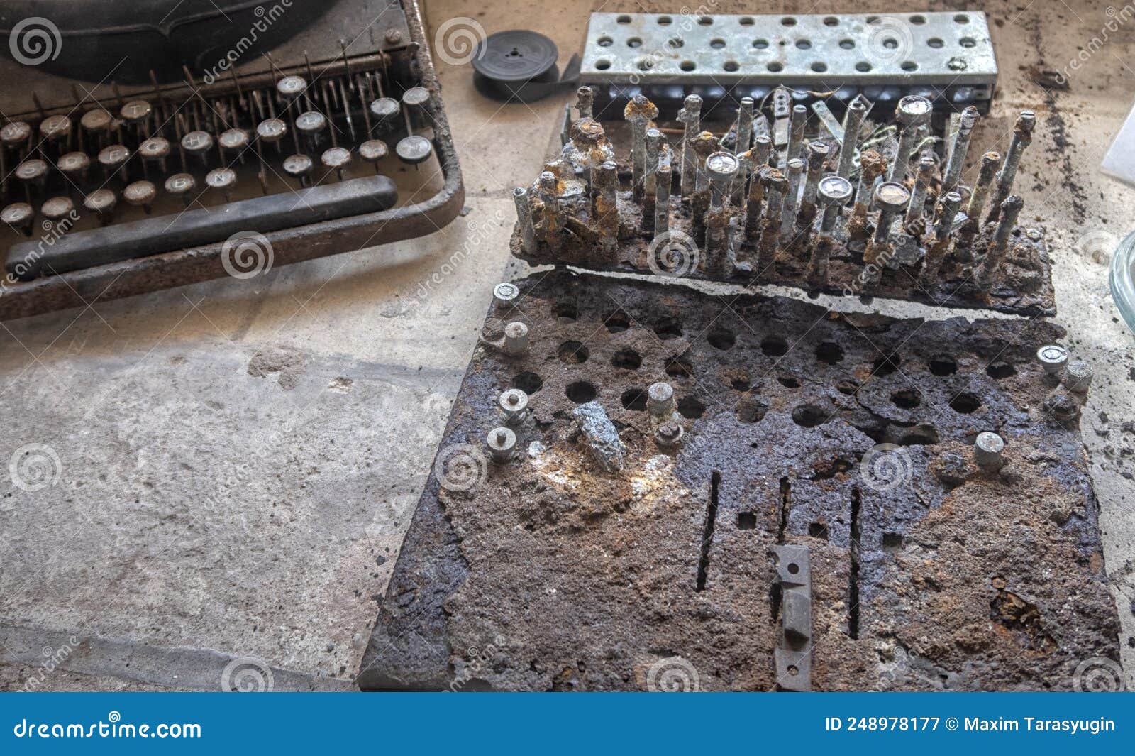 German Enigma Machine, an Old and Rusty Retro Typewriter Stock Image ...