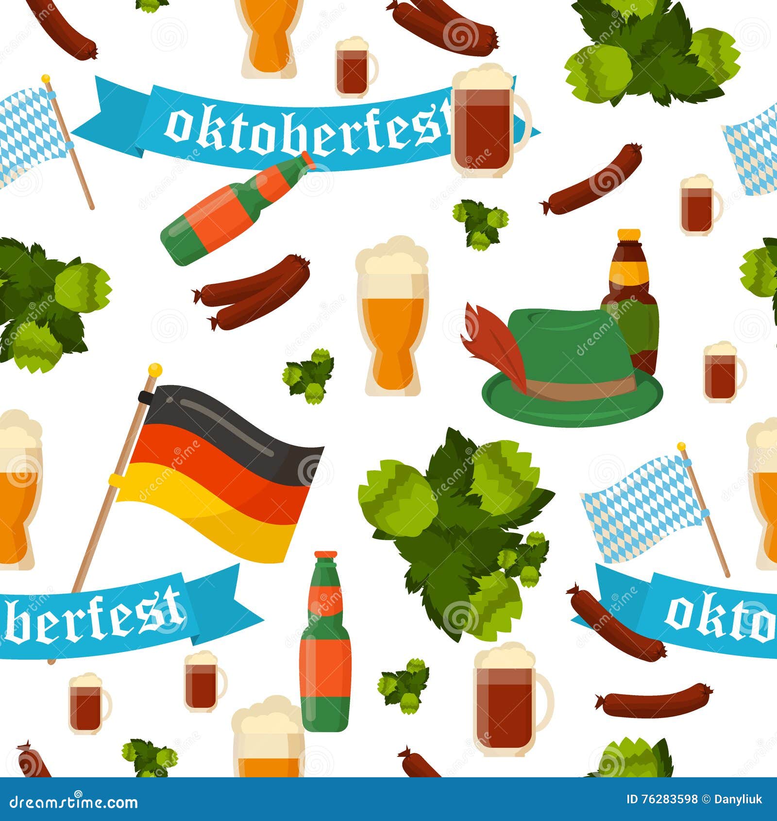 German Festival Seamless Pattern Bavarian Oktoberfest Vector Stock ...