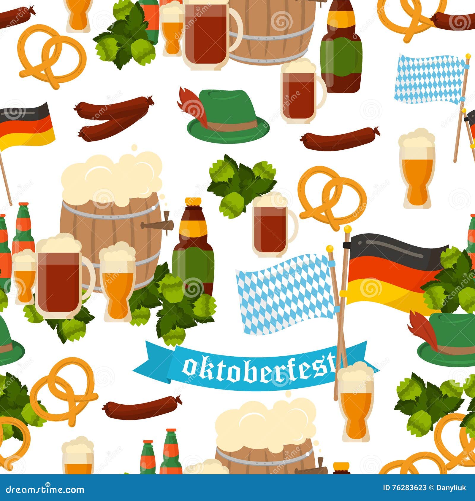 German Festival Seamless Pattern Bavarian Oktoberfest Vector Stock ...
