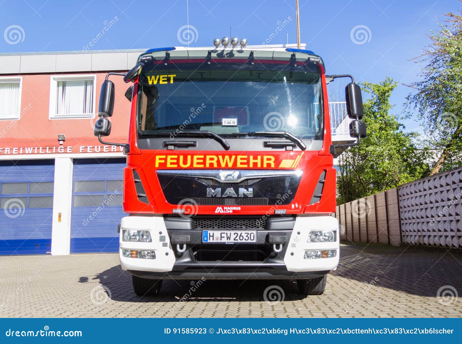 German Fire Engine Stands on Street Editorial Stock Photo - Image of ...