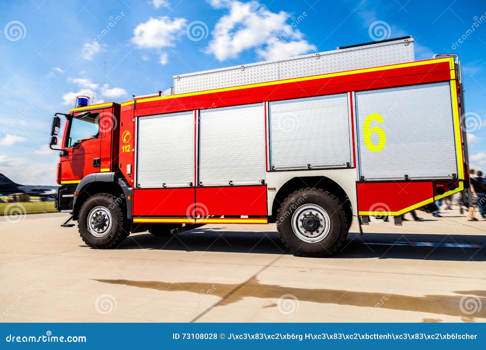German Fire Service Truck Stands on Airfield Stock Photo - Image of ...
