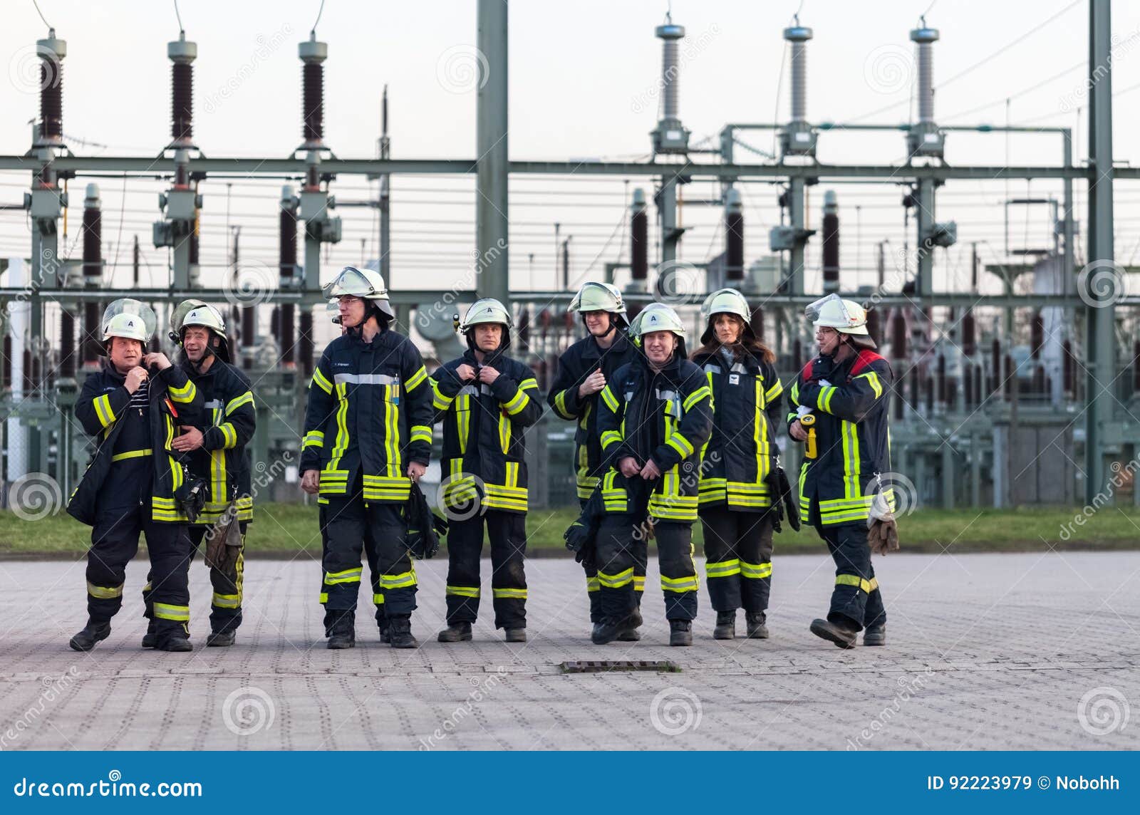 German Firefighter Team in an Exercise Editorial Stock Image - Image of ...
