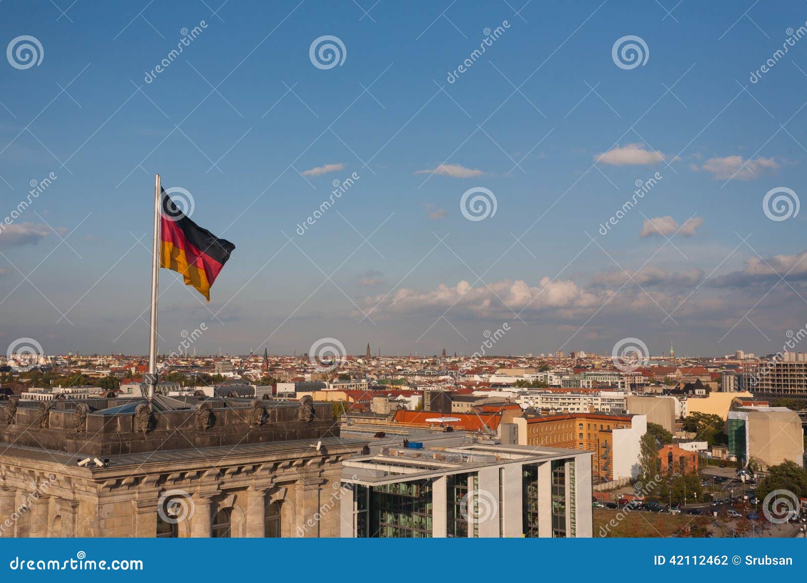 German Flag and Cityscape of Berlin Stock Photo - Image of scenic, east ...