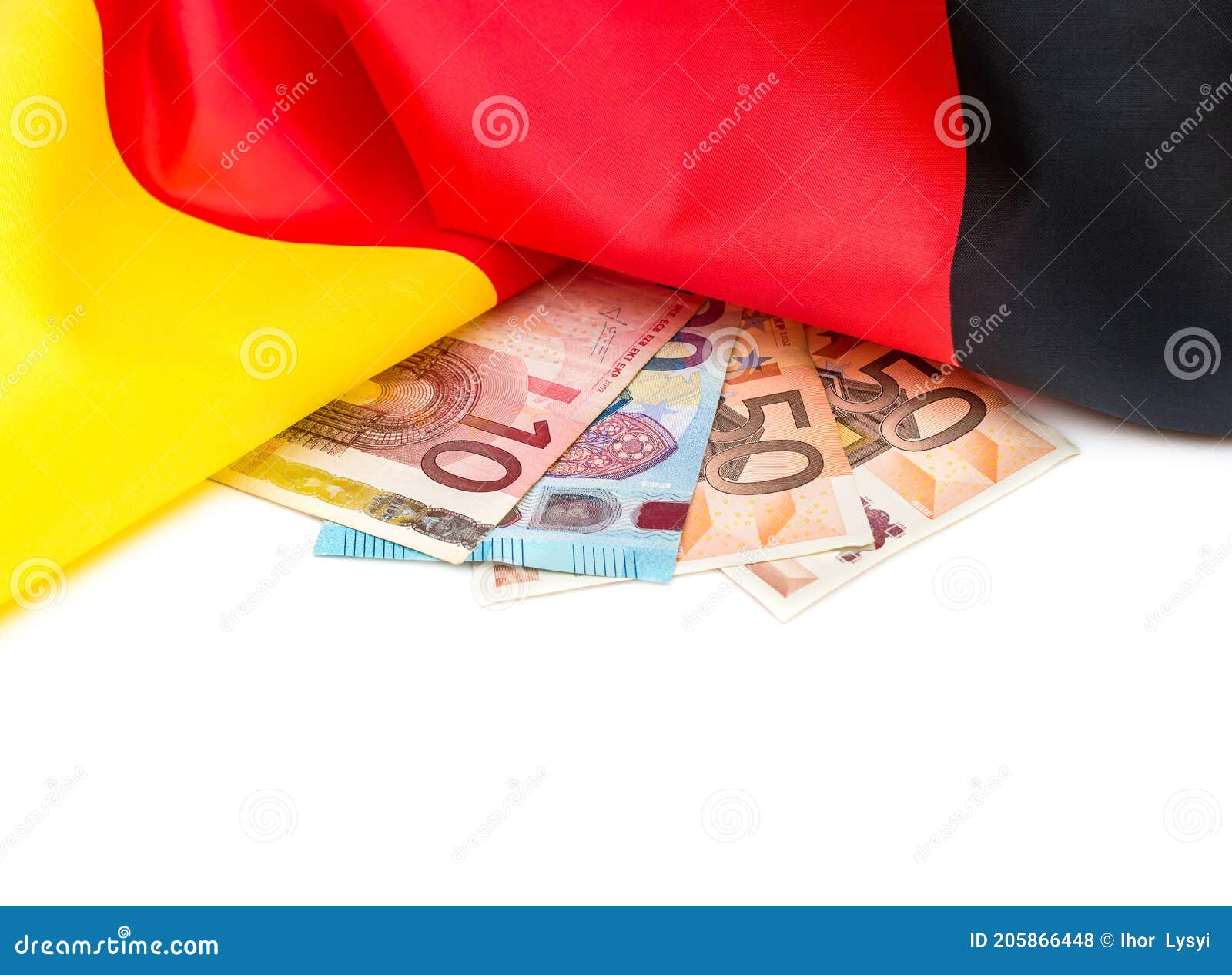 German Flag with Euro Bills on White Stock Photo - Image of europe ...