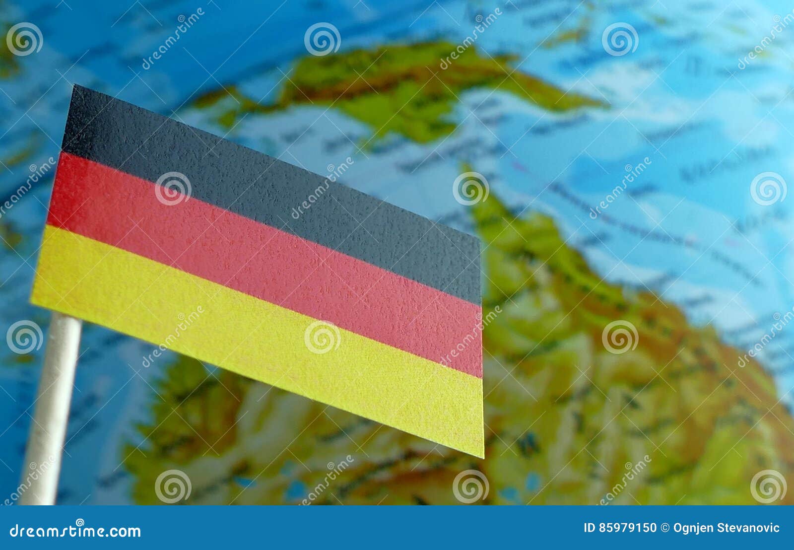 German Flag with a Globe Map As a Background Stock Photo - Image of ...