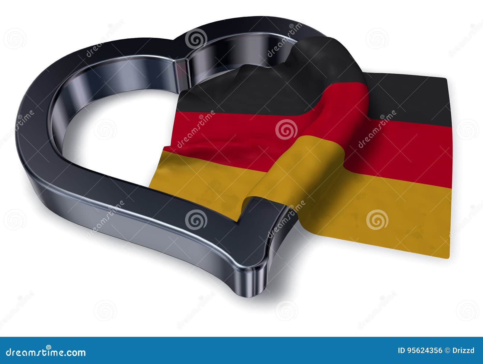 German Flag and Heart Symbol Stock Illustration - Illustration of love ...