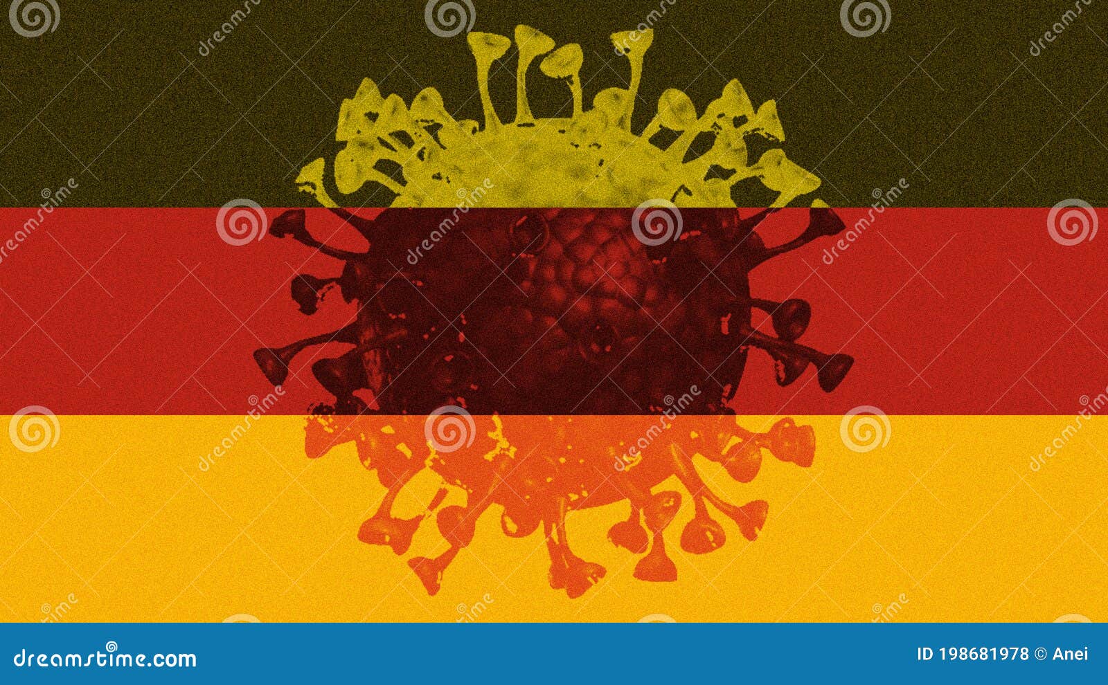 German Flag with an Image of the Covid-19 Virus in the Flags Colors and ...