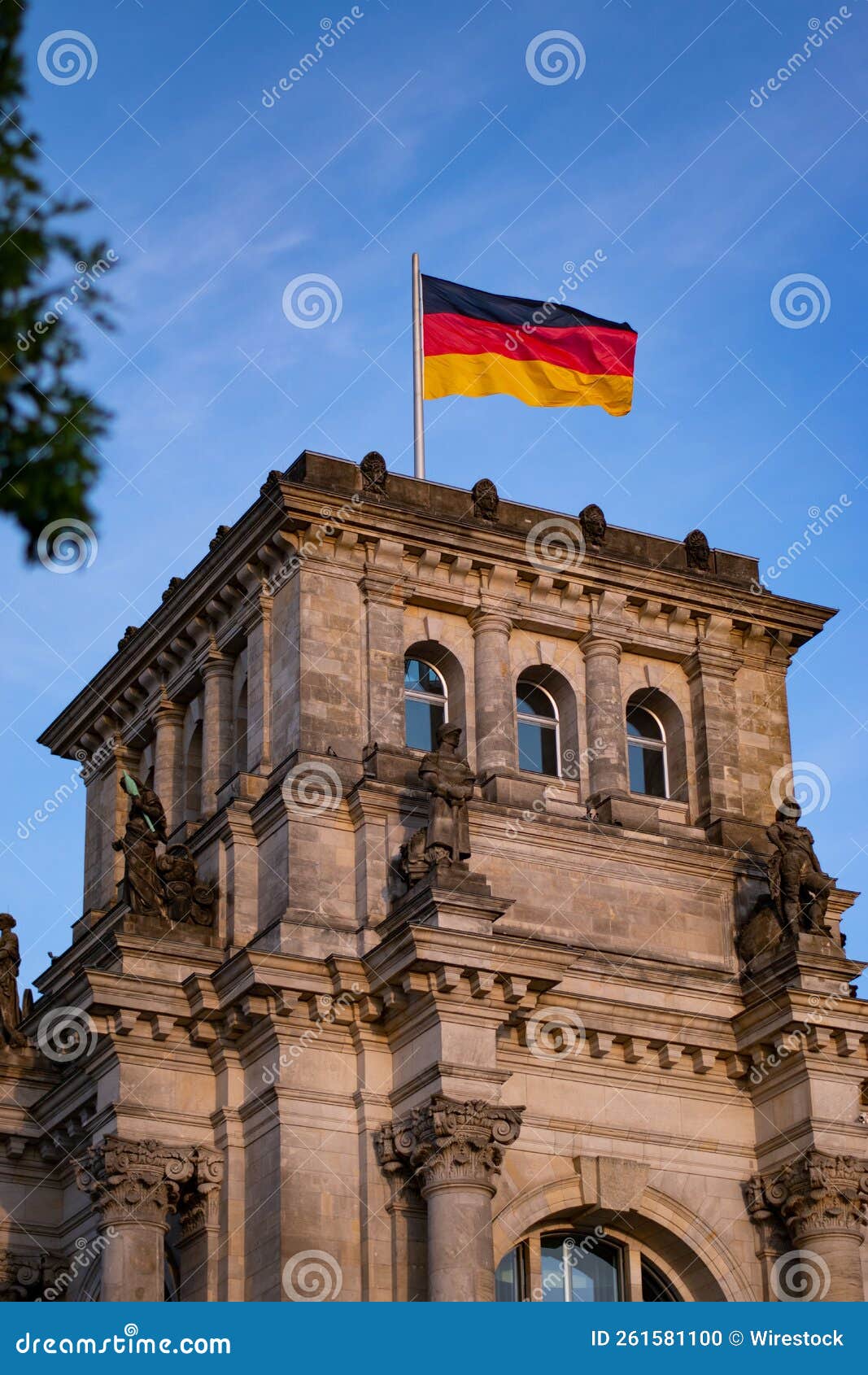 German Flag Over Reichstag Building in Berlin Stock Photo - Image of ...