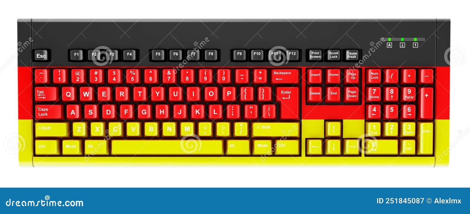 German Flag Painted on Computer Keyboard. 3D Rendering Stock ...
