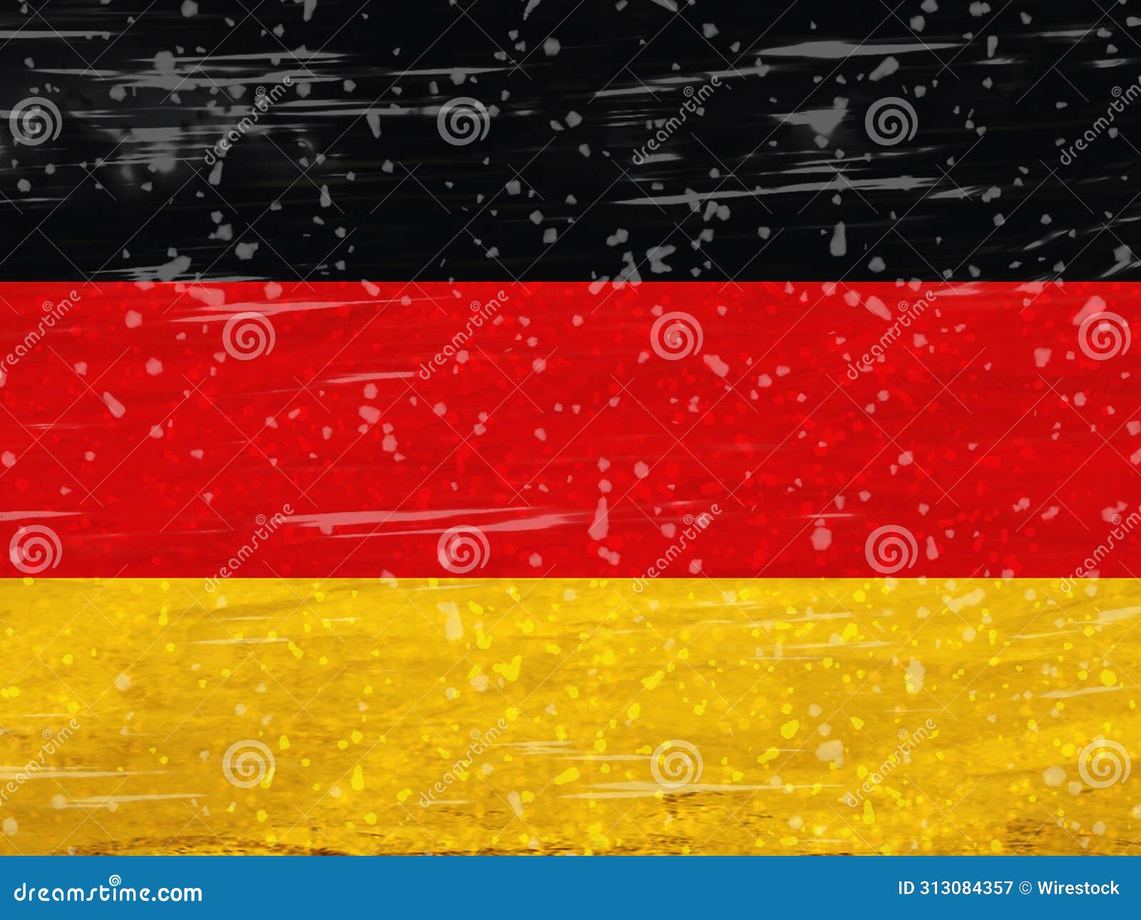 An Image of a German Flag in the Rain with Falling Snow Stock Image ...