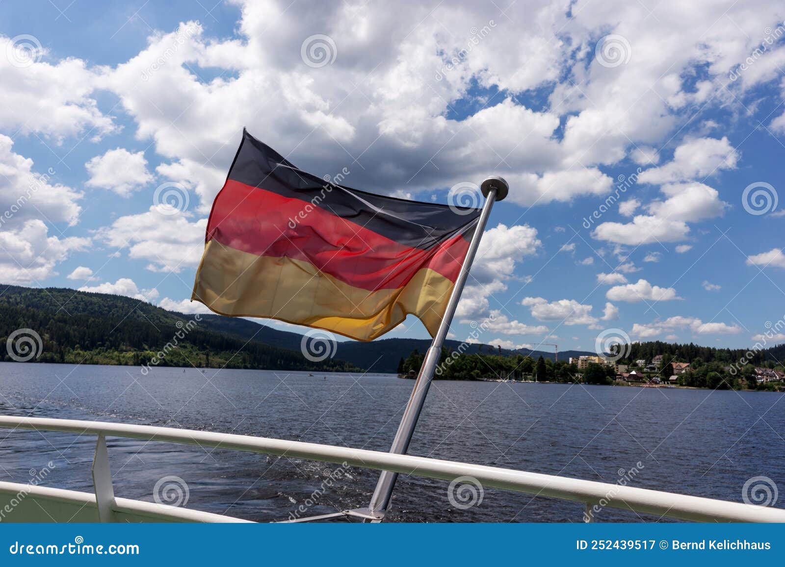 German Flag on the Stern of the Motor Boat Stock Image - Image of ...