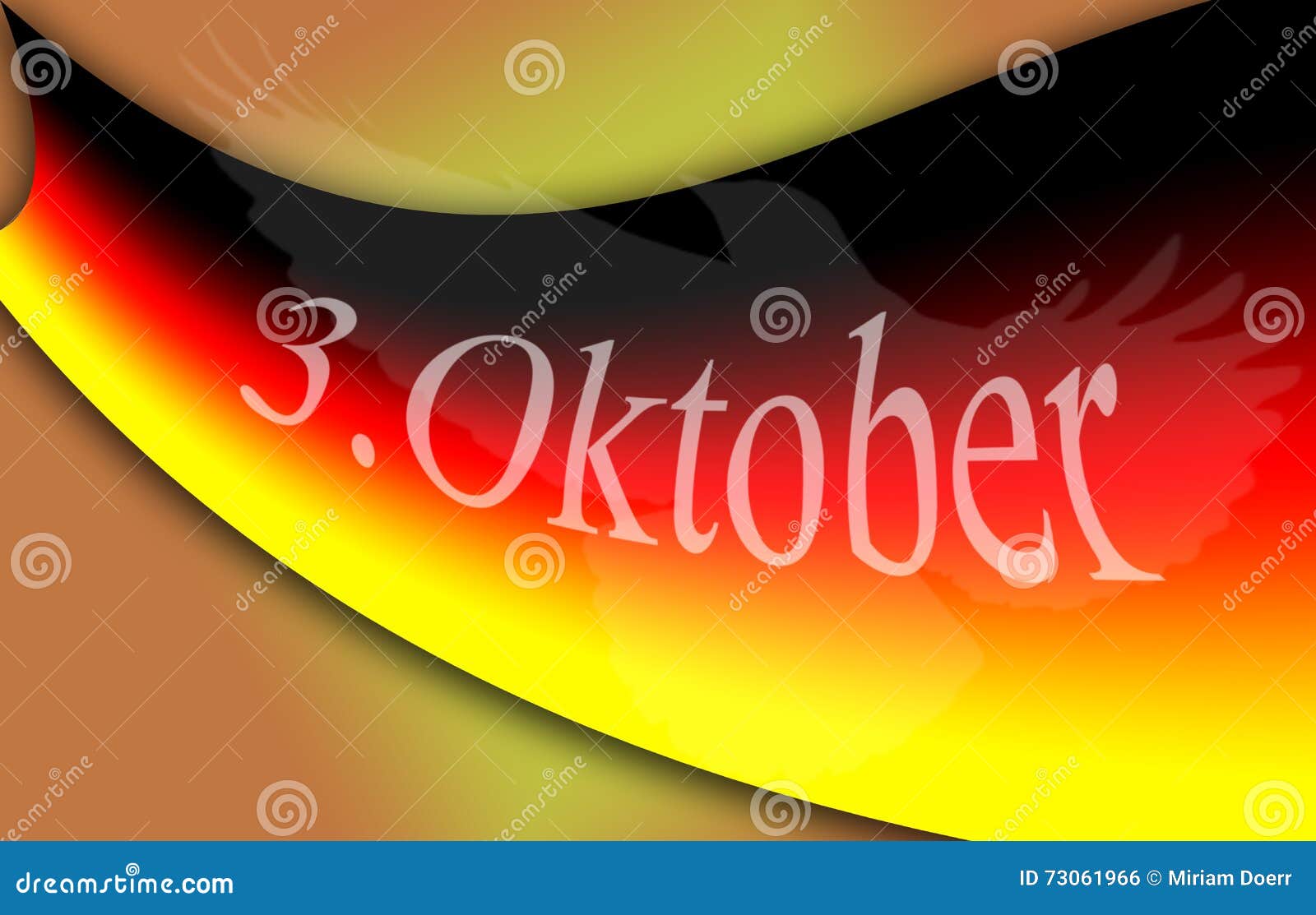 German Flag with a Symbol and the Date 3th October Stock Illustration ...