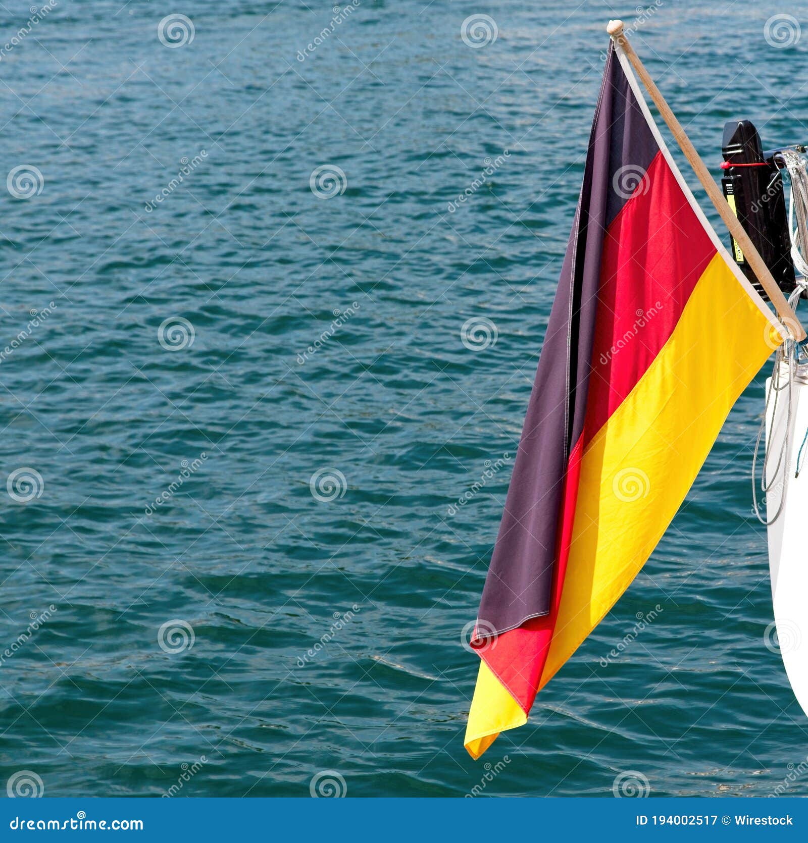 German Flag Waving in the Background of the Sea Stock Image - Image of ...