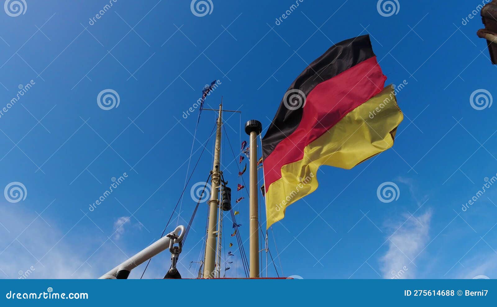 German Flag Waving in the Wind on a Pole Stock Footage - Video of ...