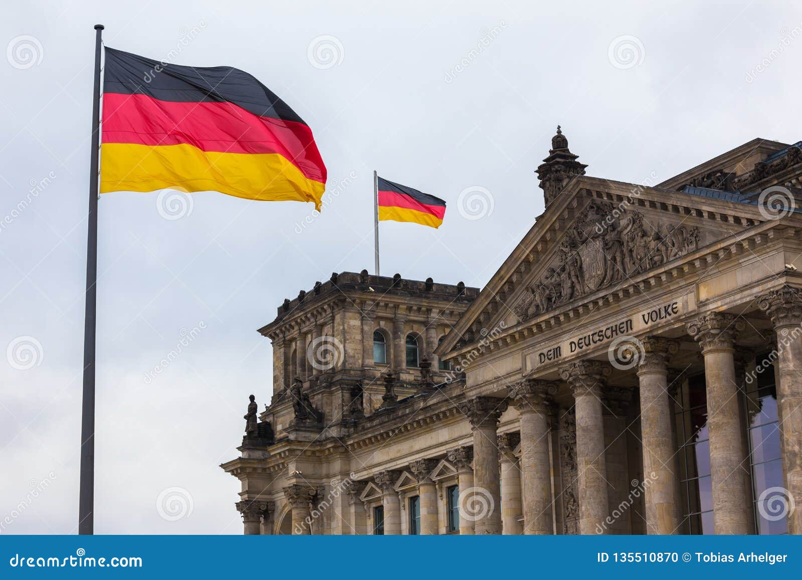German Flags Waving Near the German Reichtstag Stock Photo - Image of ...