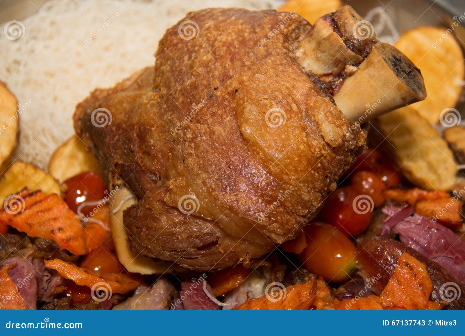 German Fried Pork Leg in Dish Stock Image - Image of prepared ...