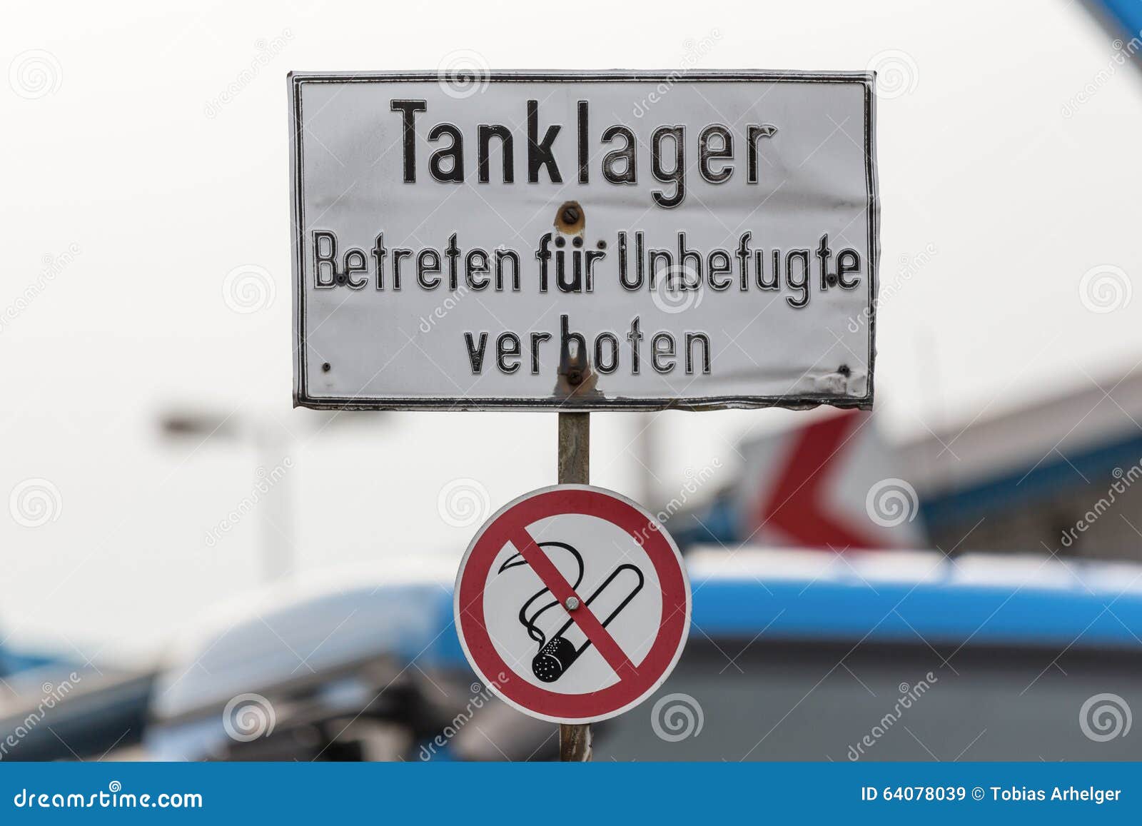 German Fuel Storage Tanklager Sign Stock Image - Image of silver ...