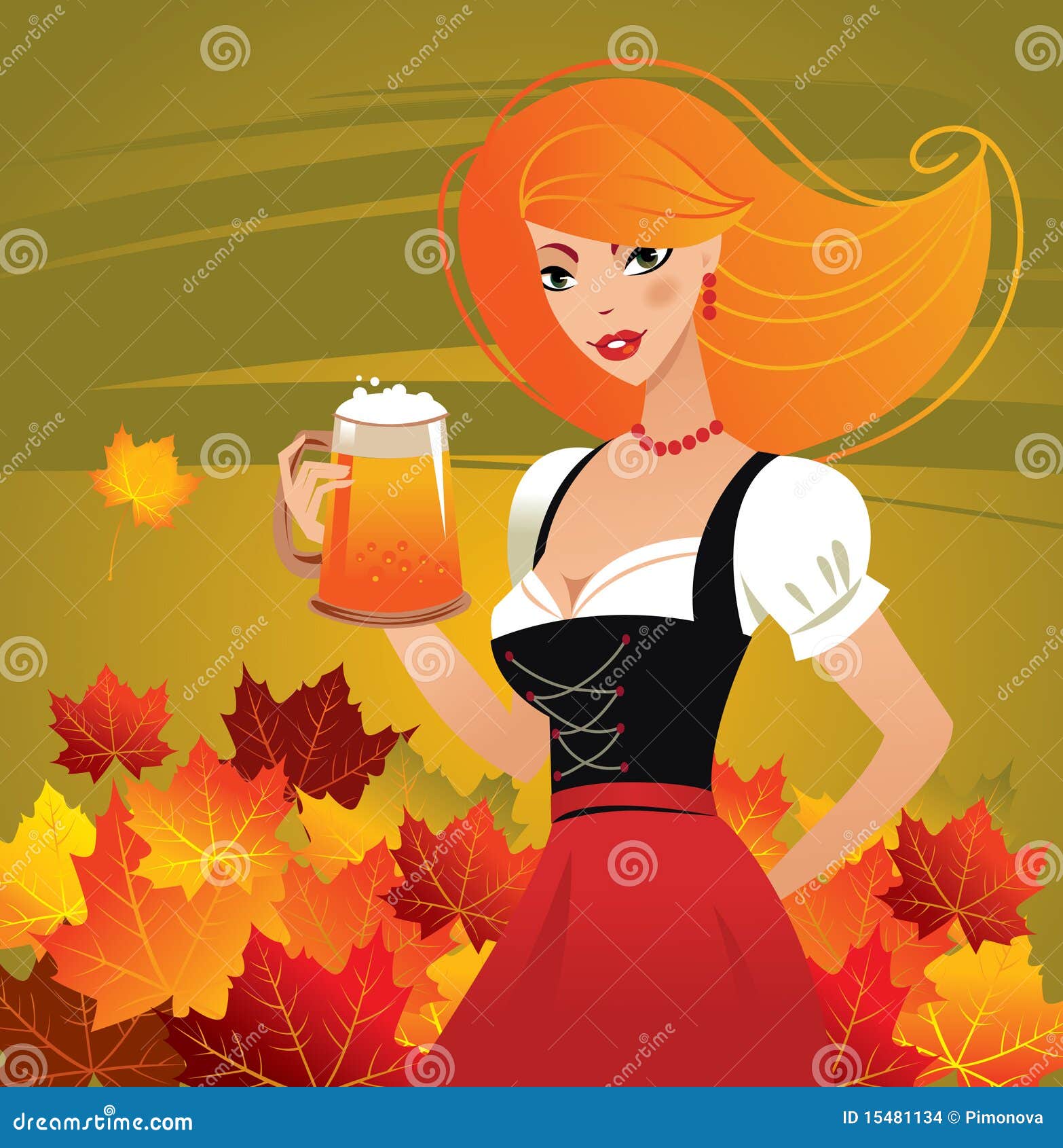 German girl serving beer stock illustration. Illustration of posing ...