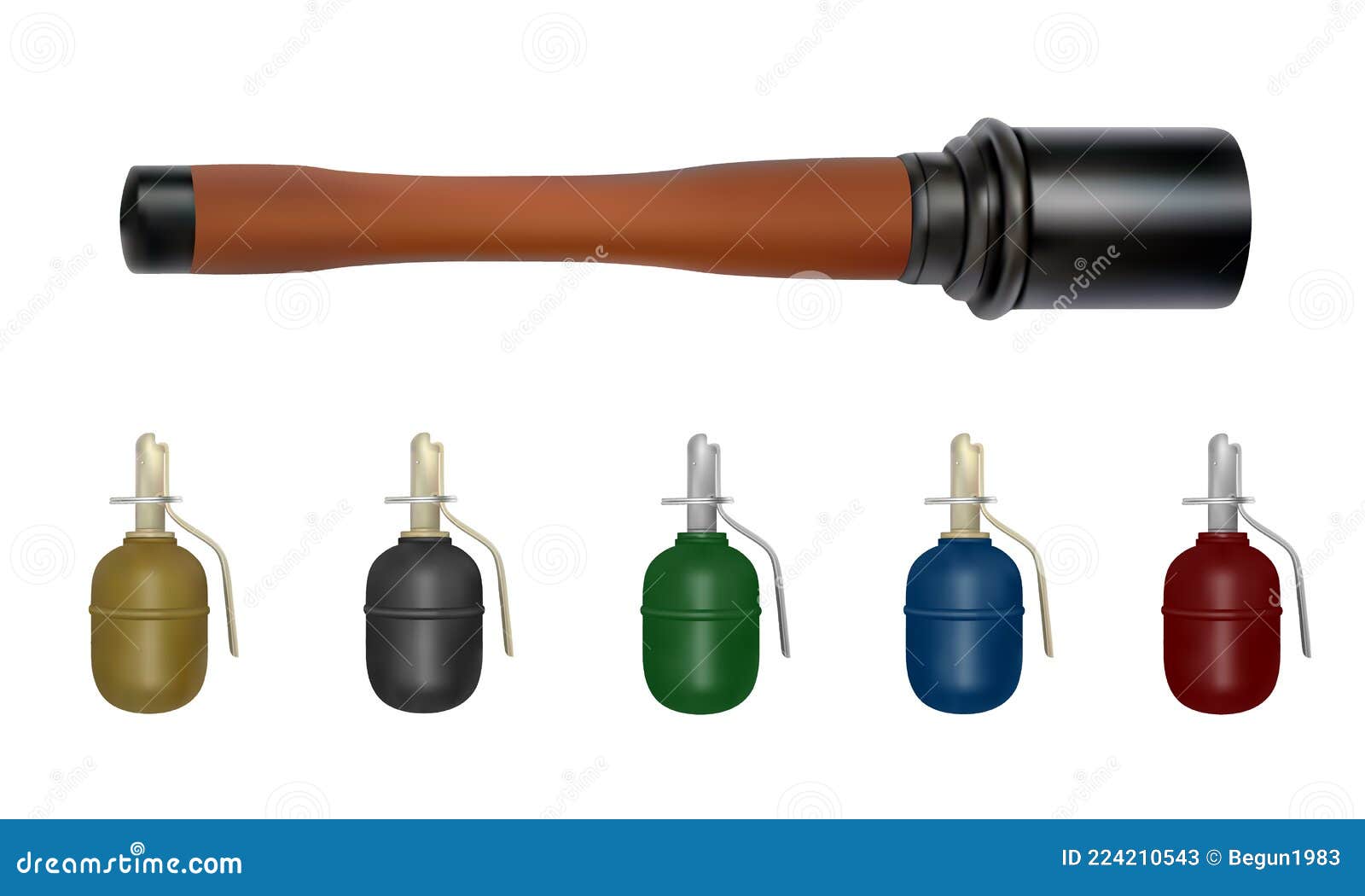 A German Hand Grenade In A Vector On A White Background ...