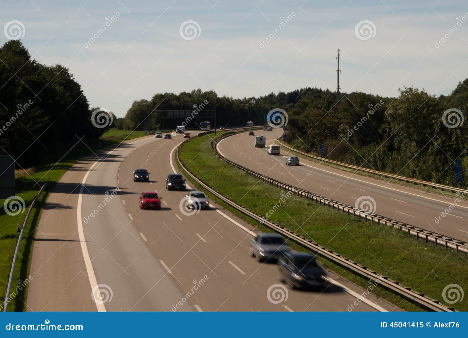 German highway with curve stock image. Image of lane - 45041415