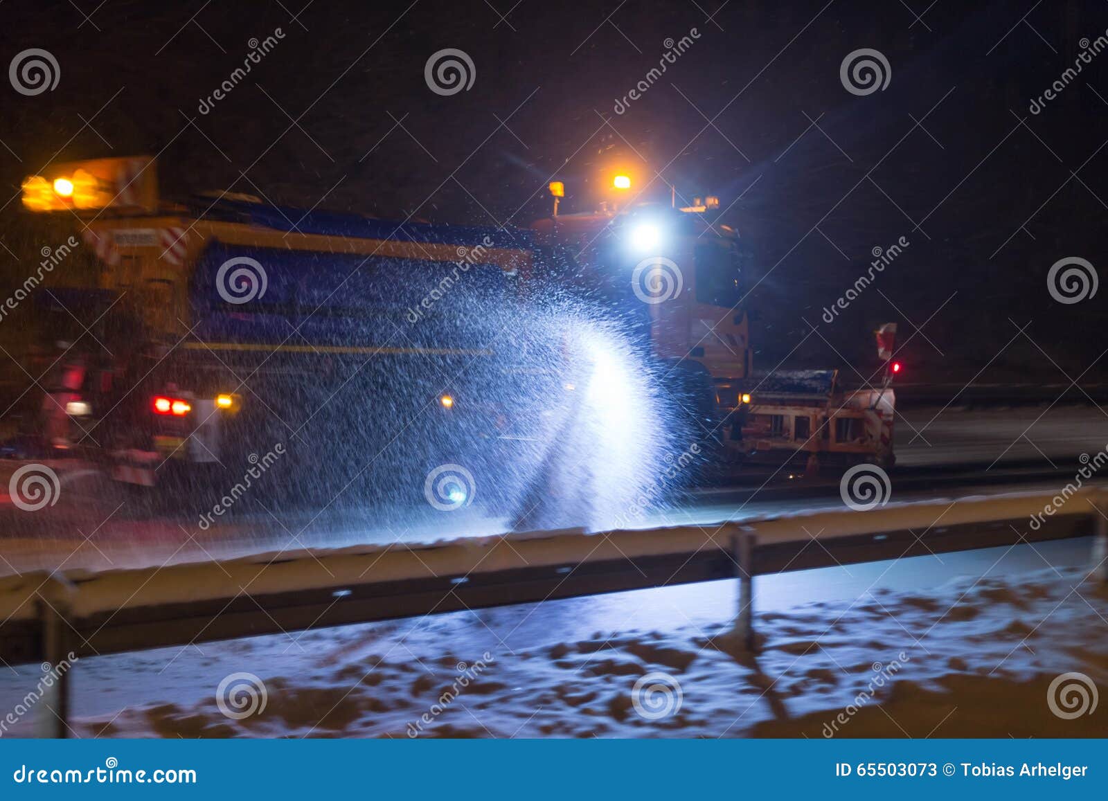 German Highway Snow Plow at Night Stock Image - Image of plow, snowblow ...