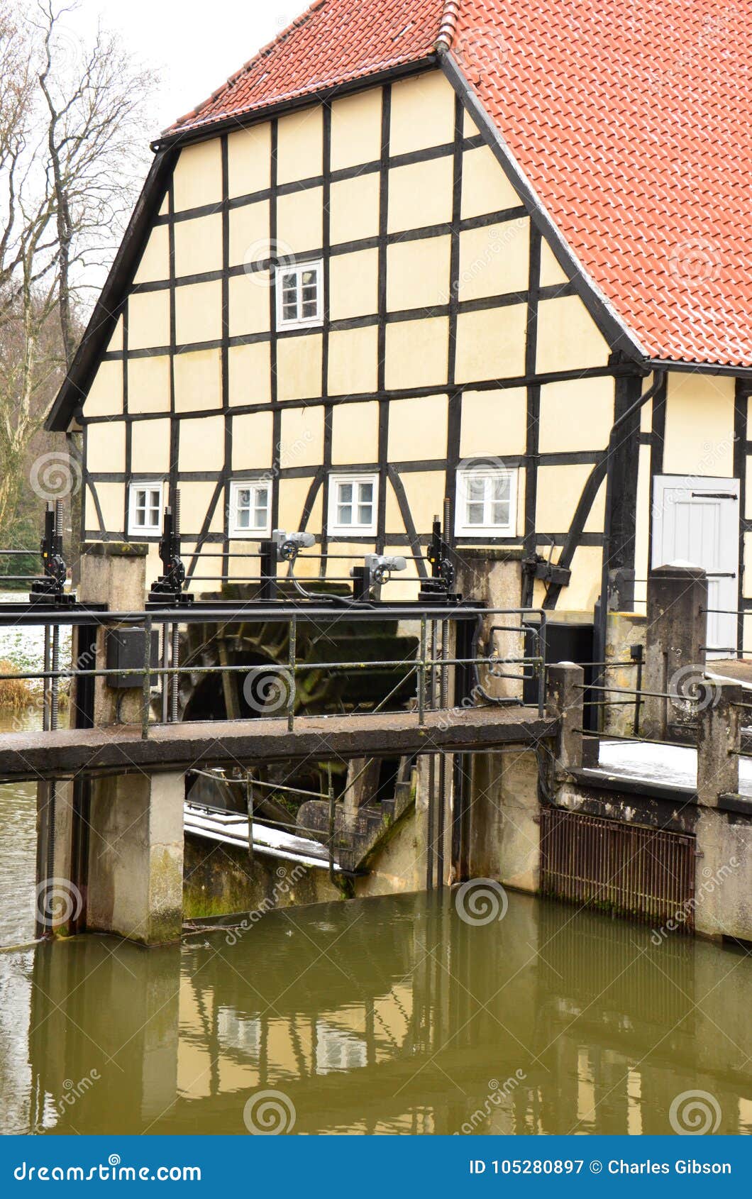 German Historical Water Wheel Stock Image - Image of beams, historical ...