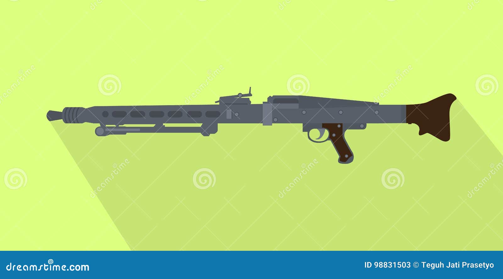 German Iconic Popular Automatic Machine Gun With Long Shadow Stock ...
