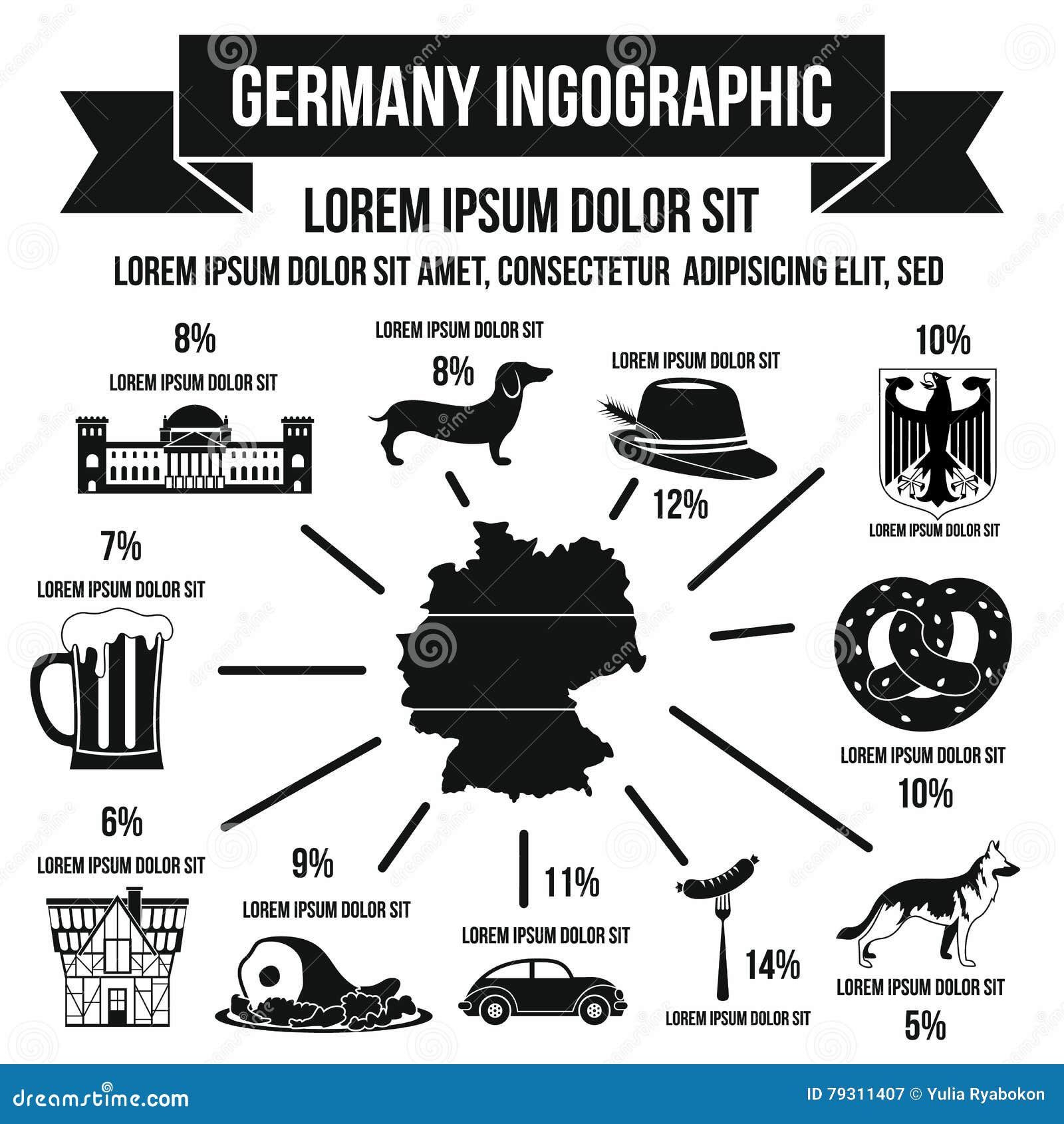 German Infographic Elements, Simple Style Stock Vector - Illustration ...