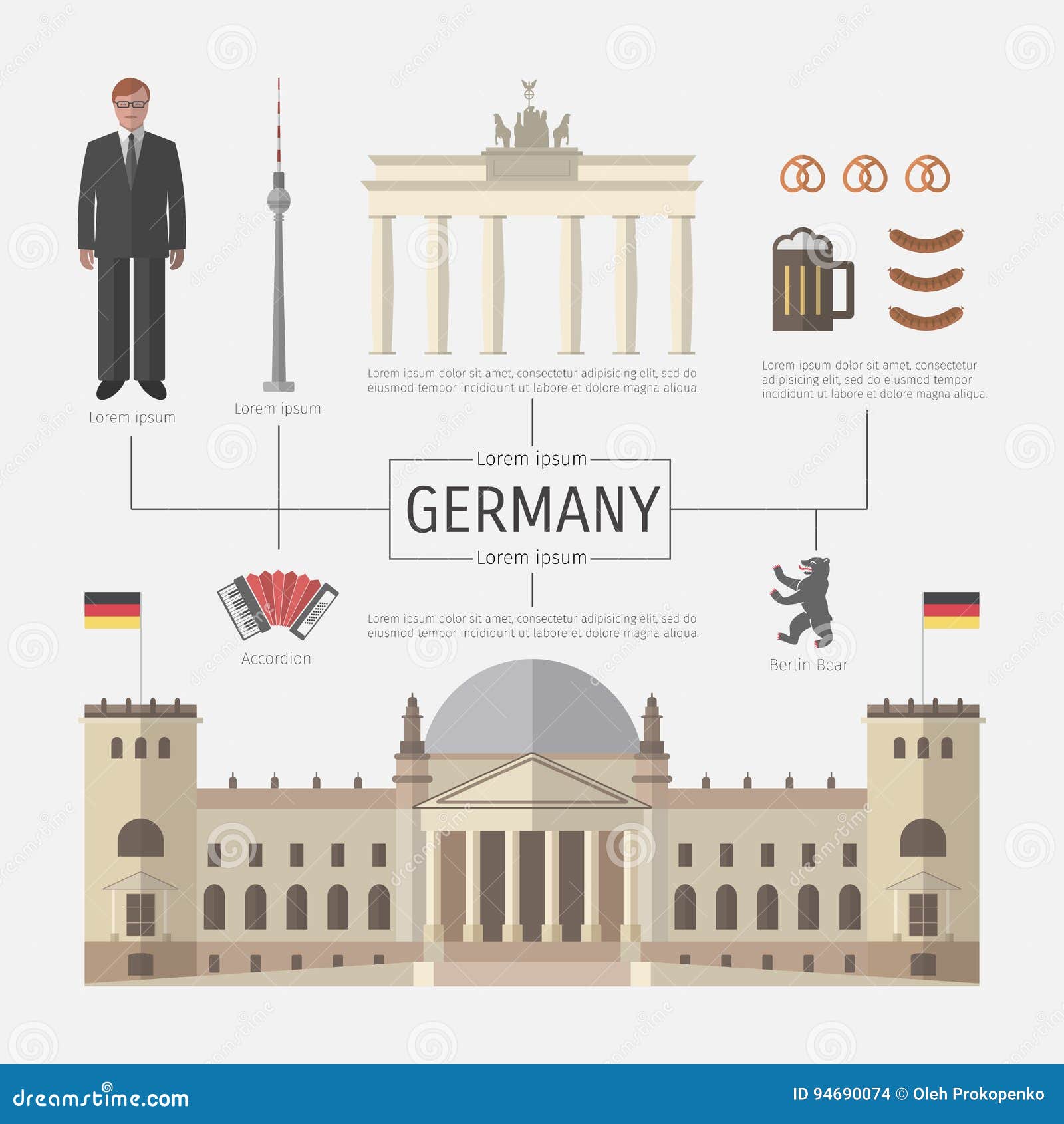 German Infographics. Symbol Of Berlin, Architecture. Vector ...